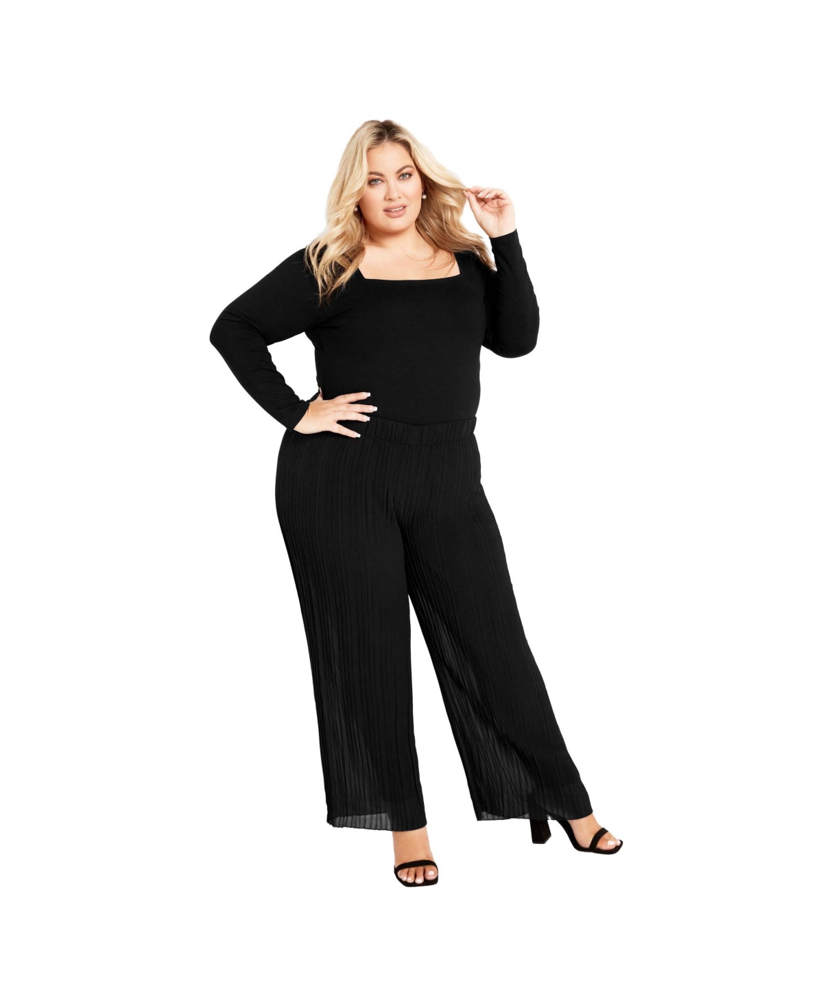 Click here for Avenue Womens Victoria Pleated Pull On Pant - Blac... prices