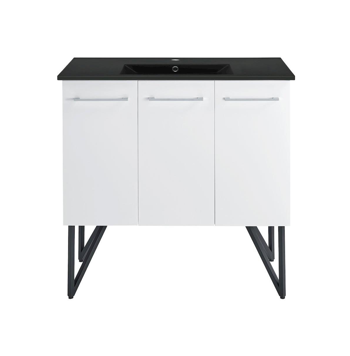 Click here for Annecy 36 in. White Bathroom Vanity With Black Cer... prices