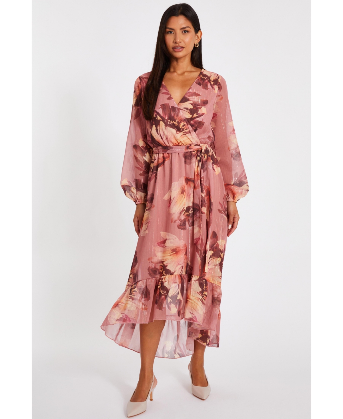 Click here for Quiz Womens Balloon Sleeve Chiffon Tiered Maxi Dre... prices