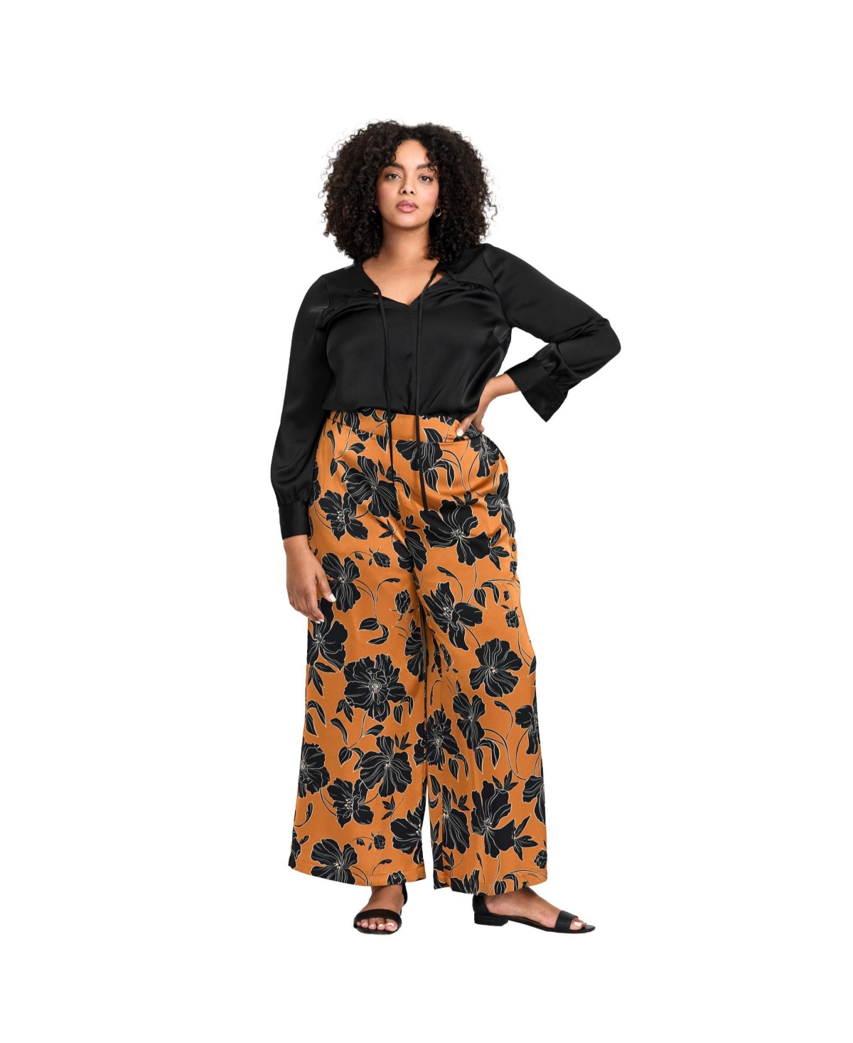 Click here for Avenue Womens Goldi Wide Leg Satin Pant - Golden h... prices