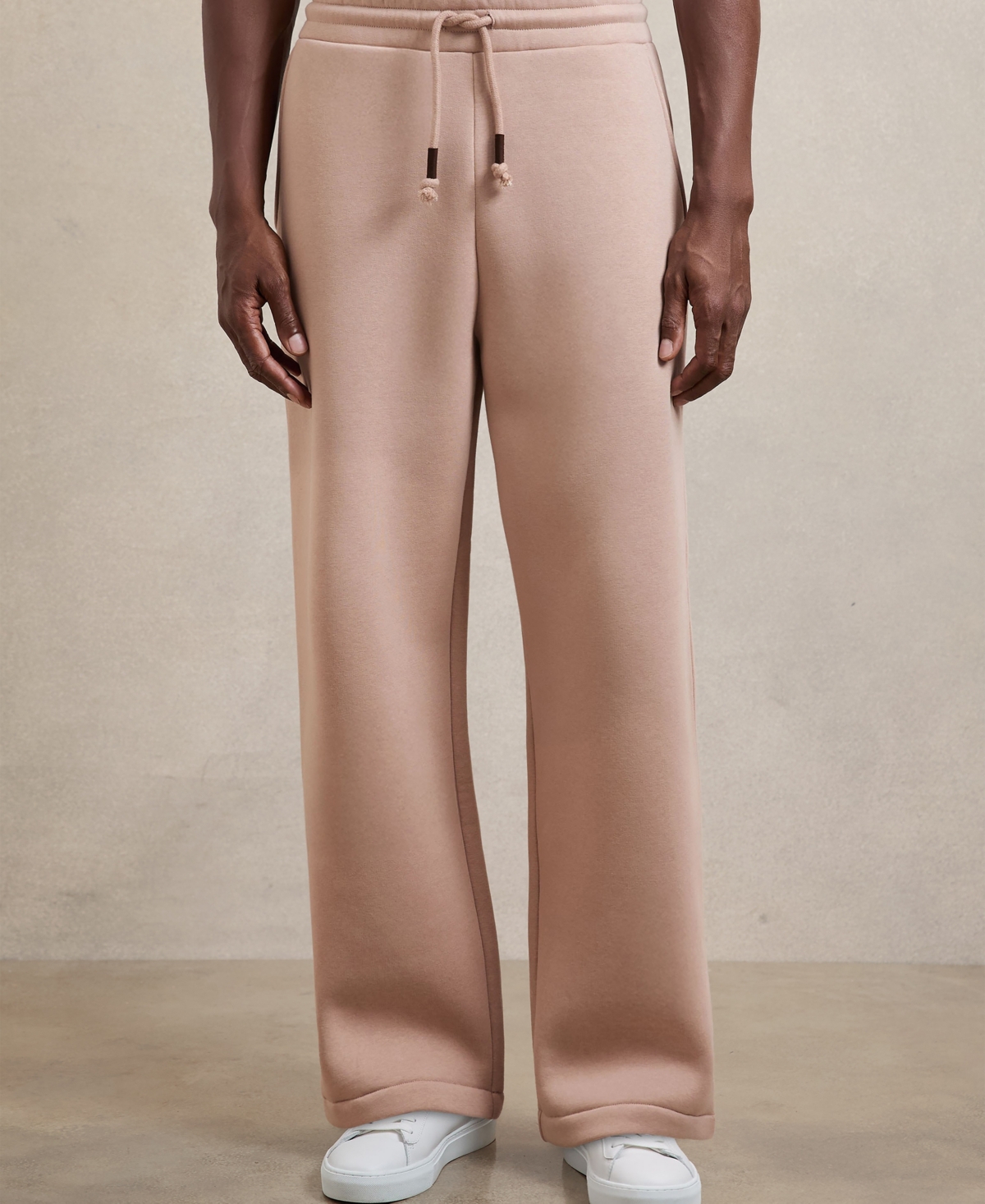 Reiss Mens Cotton-Blend Fleece-Back Joggers - Pink