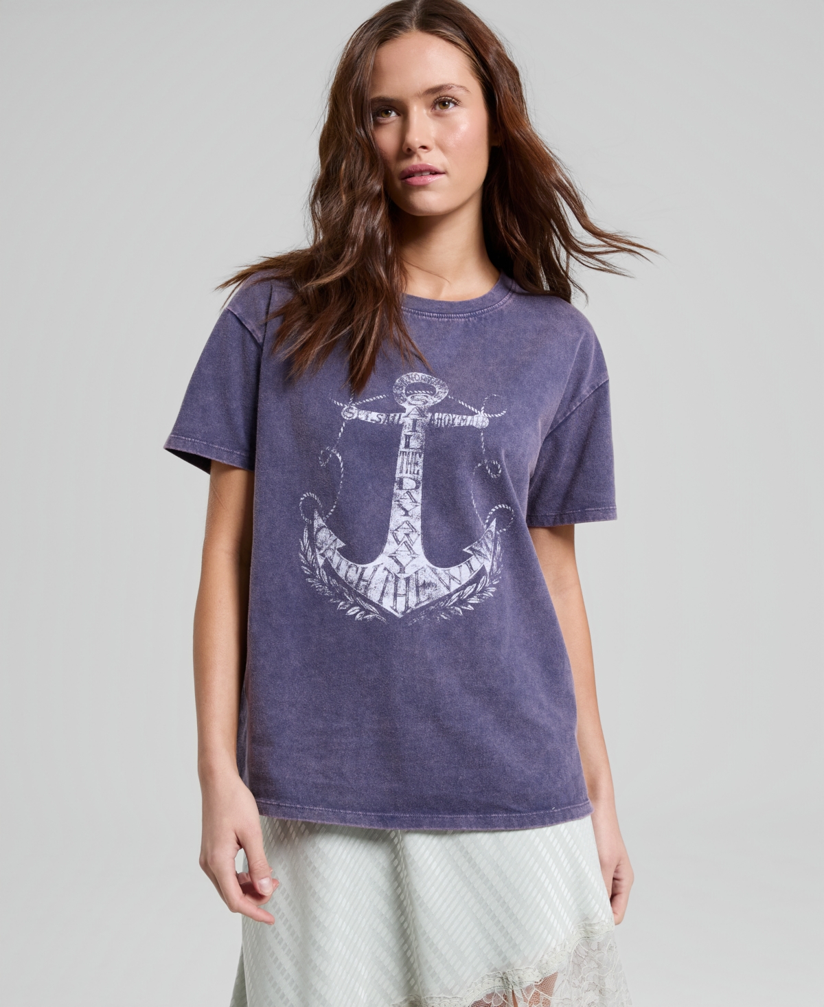Click here for And Now This Womens Cotton Anchor Graphic-Print Te... prices