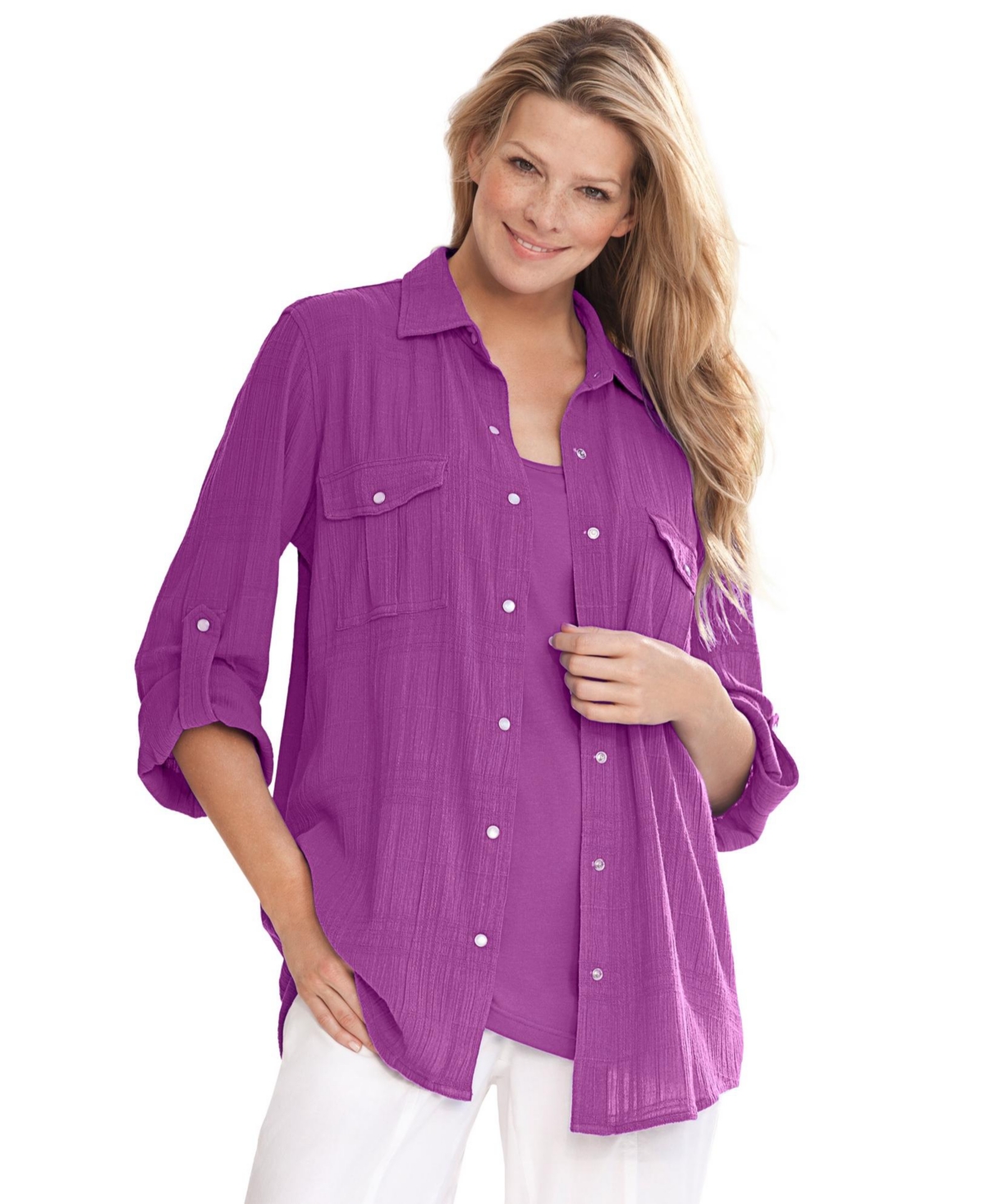 Click here for Woman Within Womens Within Cotton Gauze Bigshirt -... prices