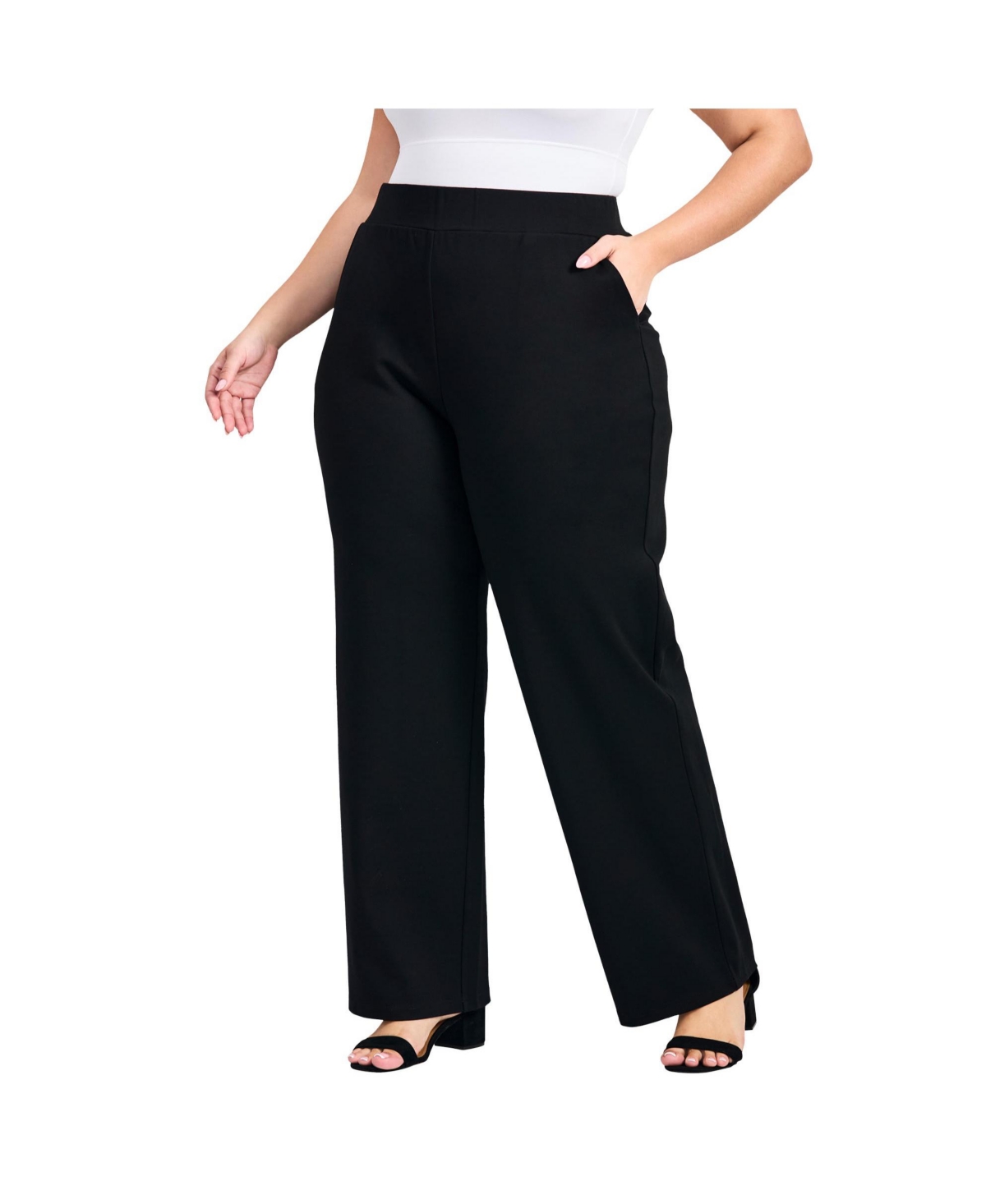 Click here for Avenue Womens Zoe Ponte Straight Leg Pants - Black prices