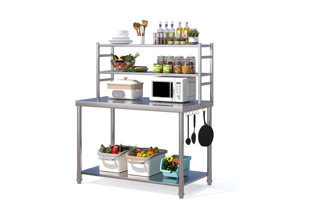 Click here for Aecojoy Stainless Steel Table with Overshelves 48&... prices
