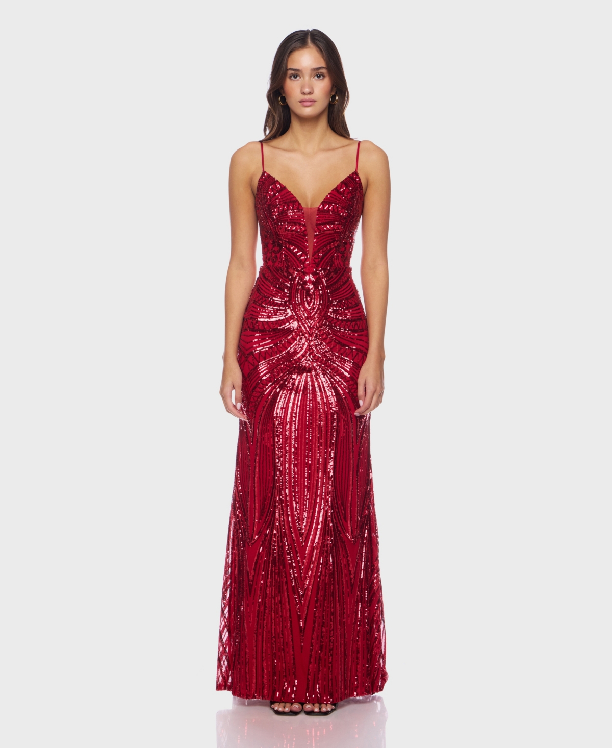 Click here for Alex & Sophia Juniors V-Neck Sequined Dress - Red prices