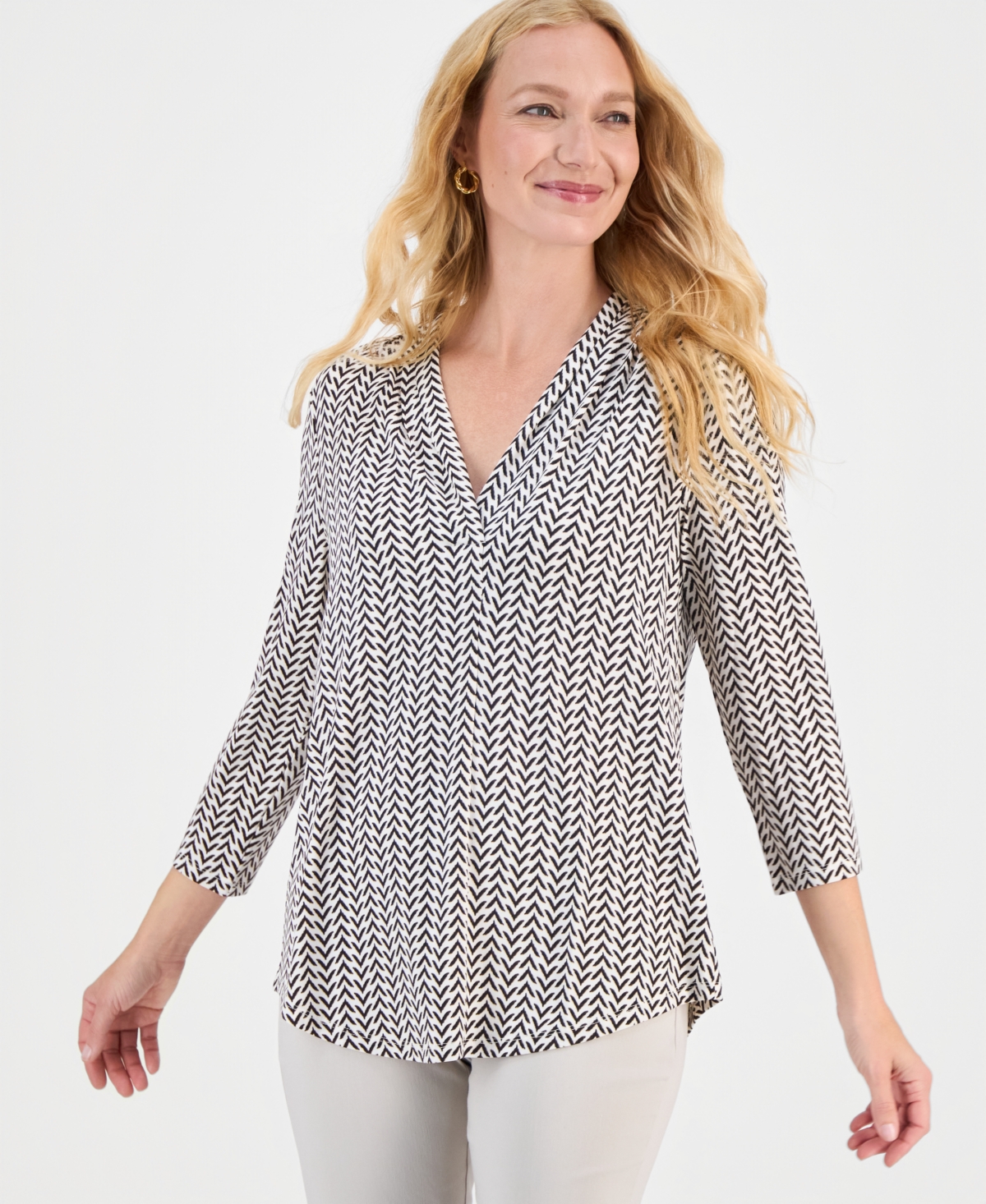 Click here for Jm Collection Petite Chevron Ity Print Top  Macys... prices