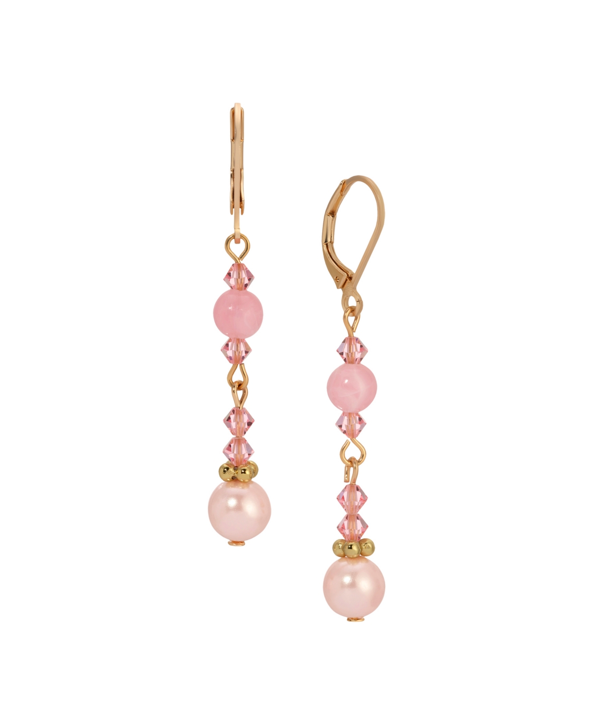 Click here for 2028 Gold Tone Pink Bead Drop Earrings - Pink prices