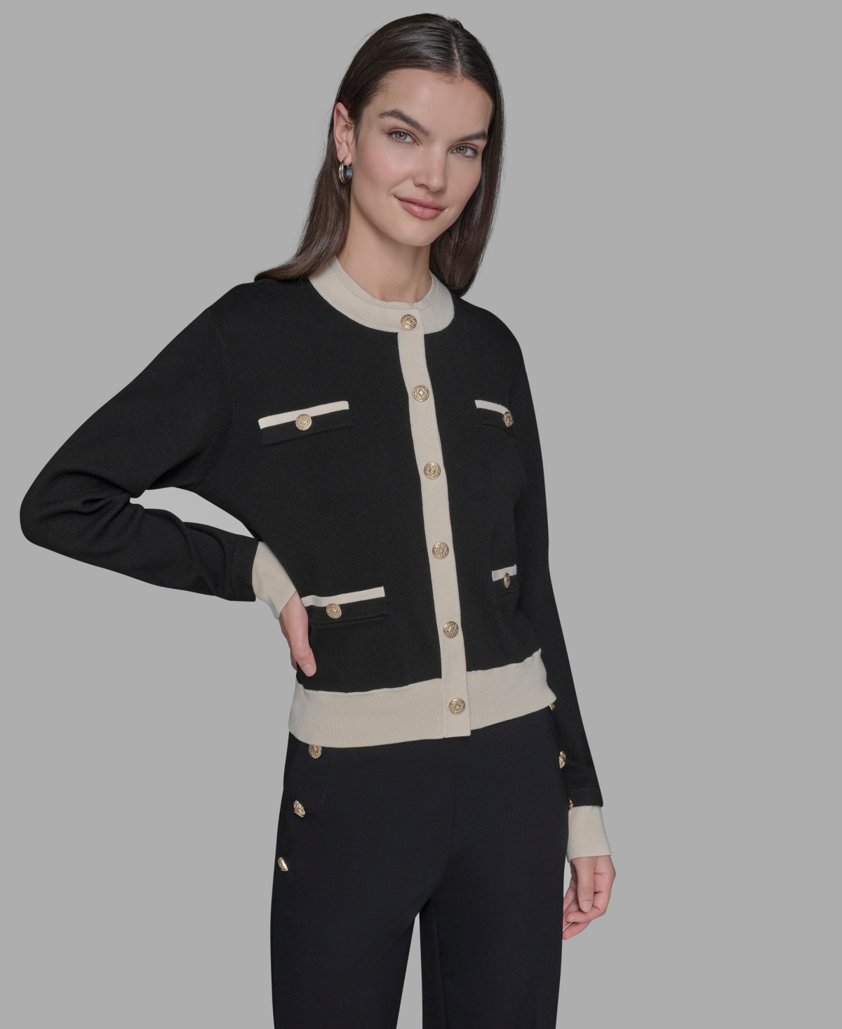 Click here for Karl Lagerfeld Paris Womens Contrast Trim Crewneck... prices