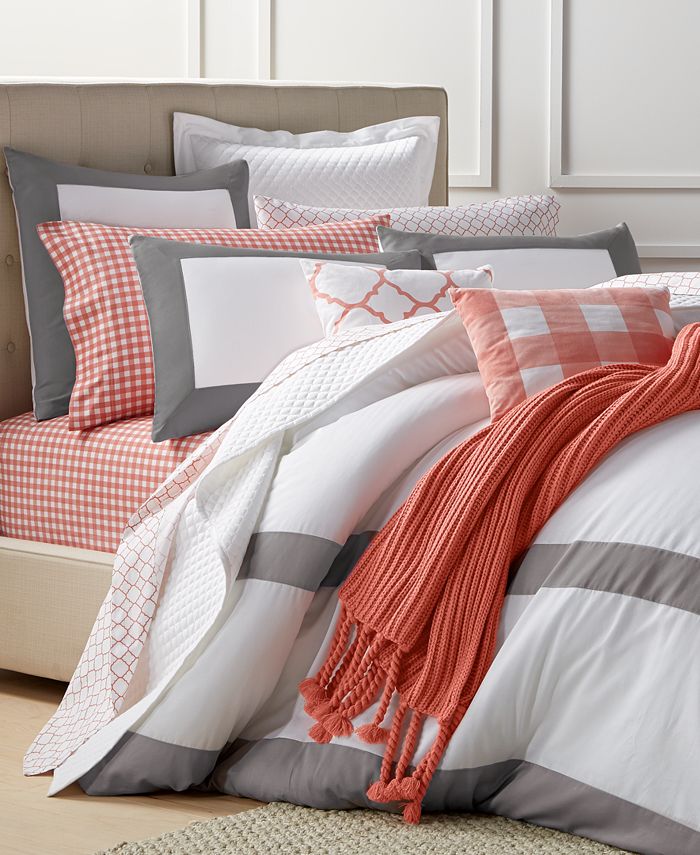 Charter Club Colorblock King Duvet Cover Set, Created for Macy's - Macy's