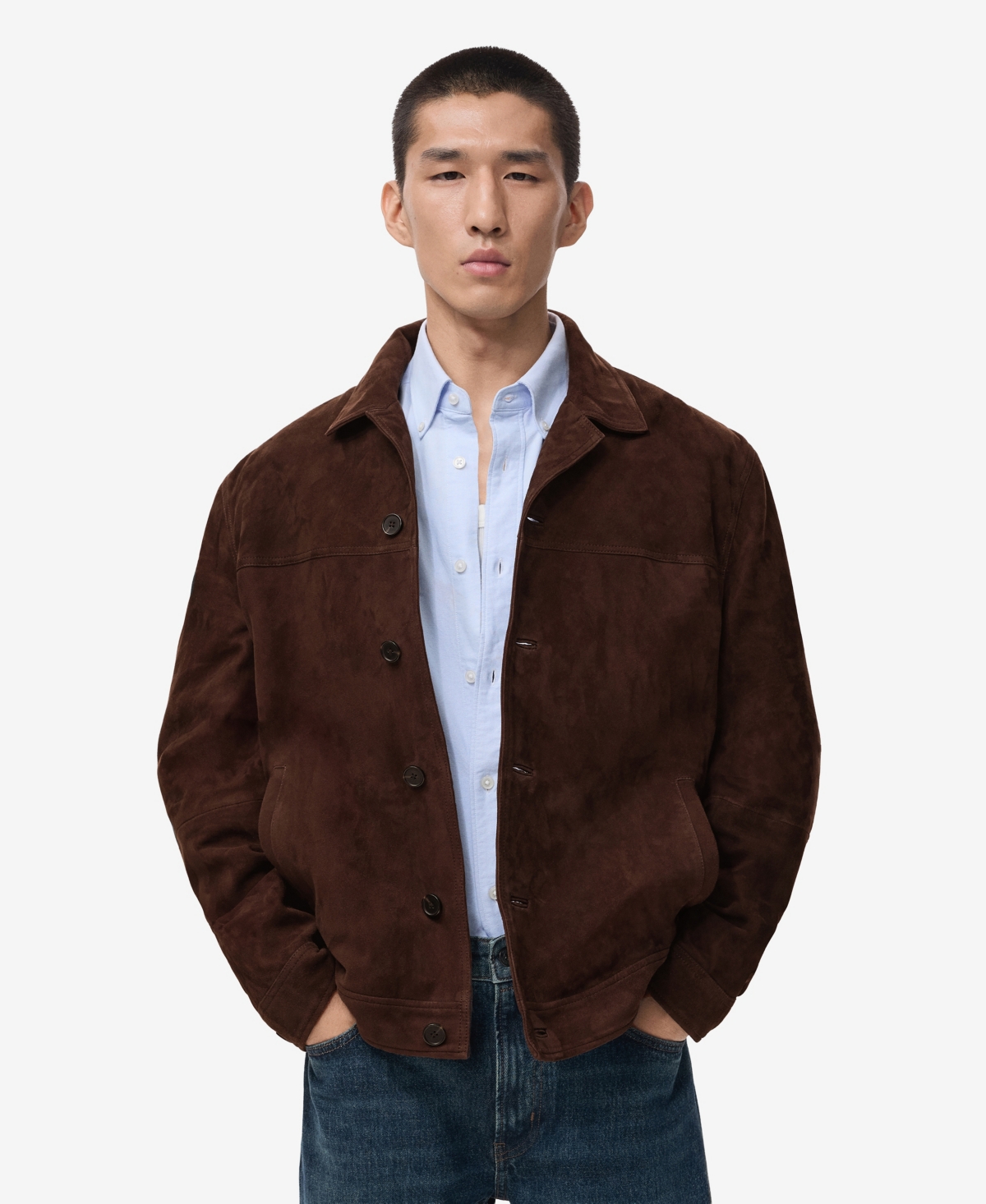 Click here for Mango Mens Leather Pockets Jacket - Brown prices
