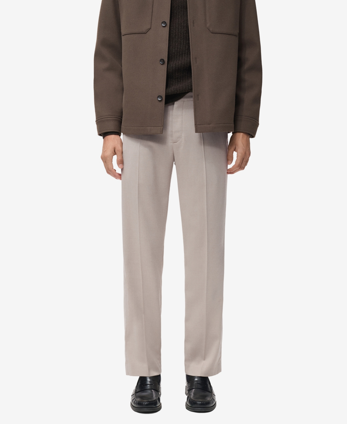 Click here for Mango Mens Regular-Fit Pleated Pants - Beige prices