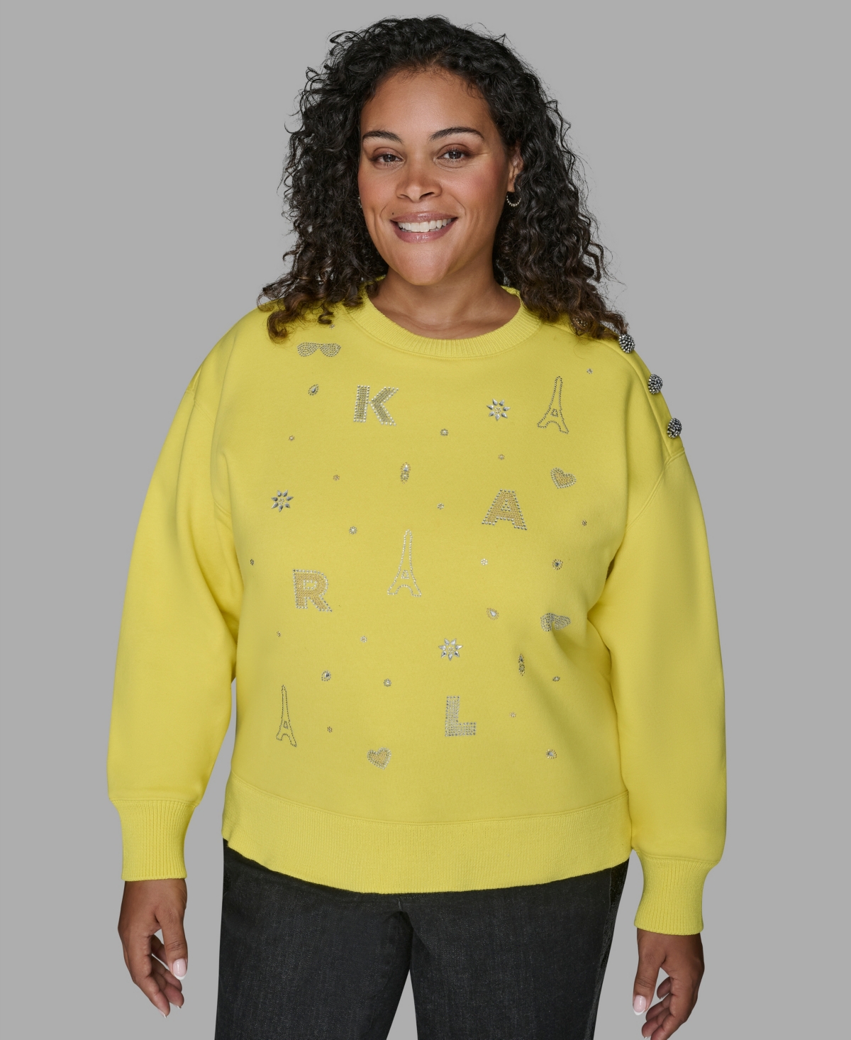 Click here for Karl Lagerfeld Paris Plus Size Knit Long-Sleeve Sw... prices
