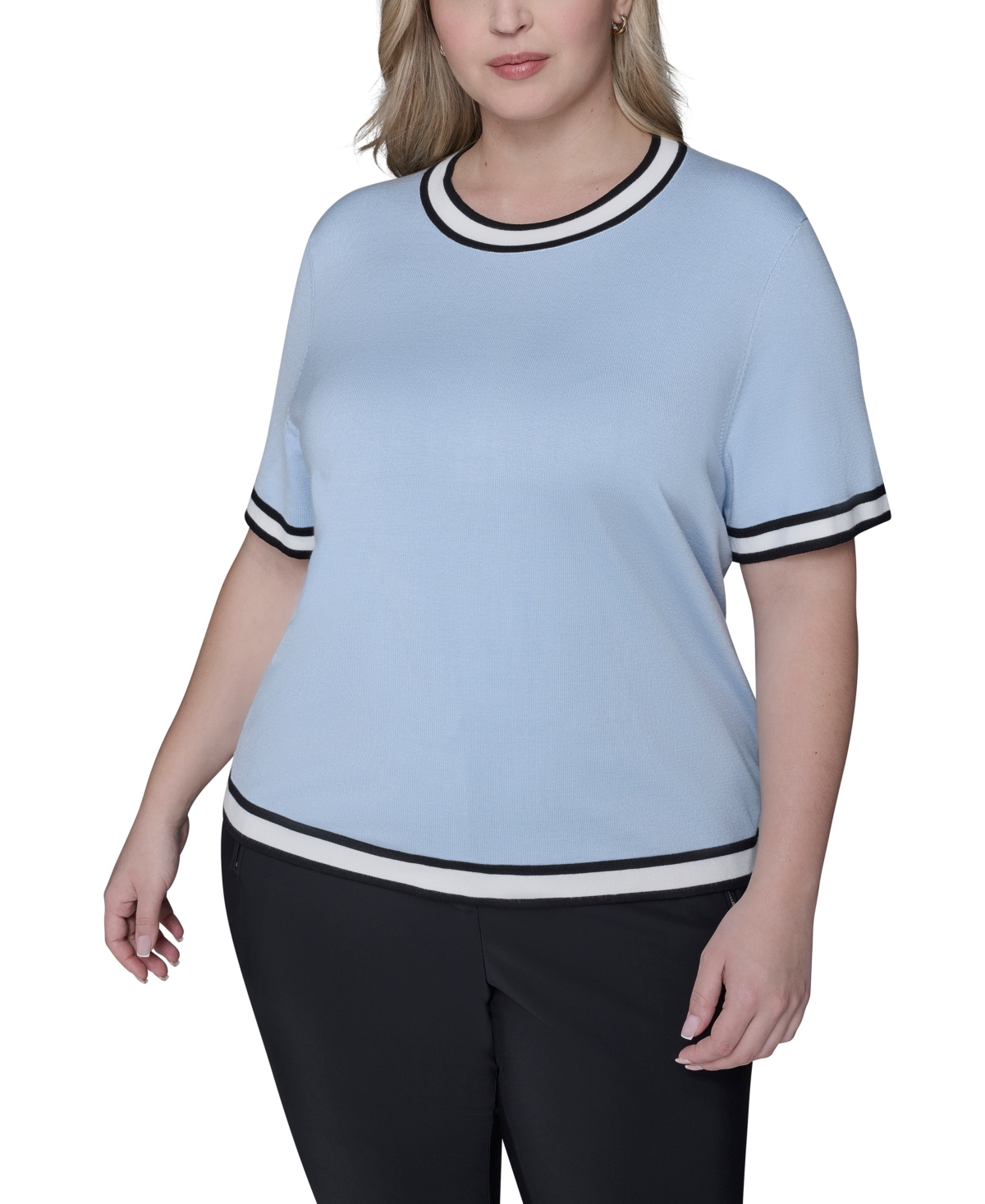 Click here for Karl Lagerfeld Paris Plus Size Crewneck Short-Slee... prices