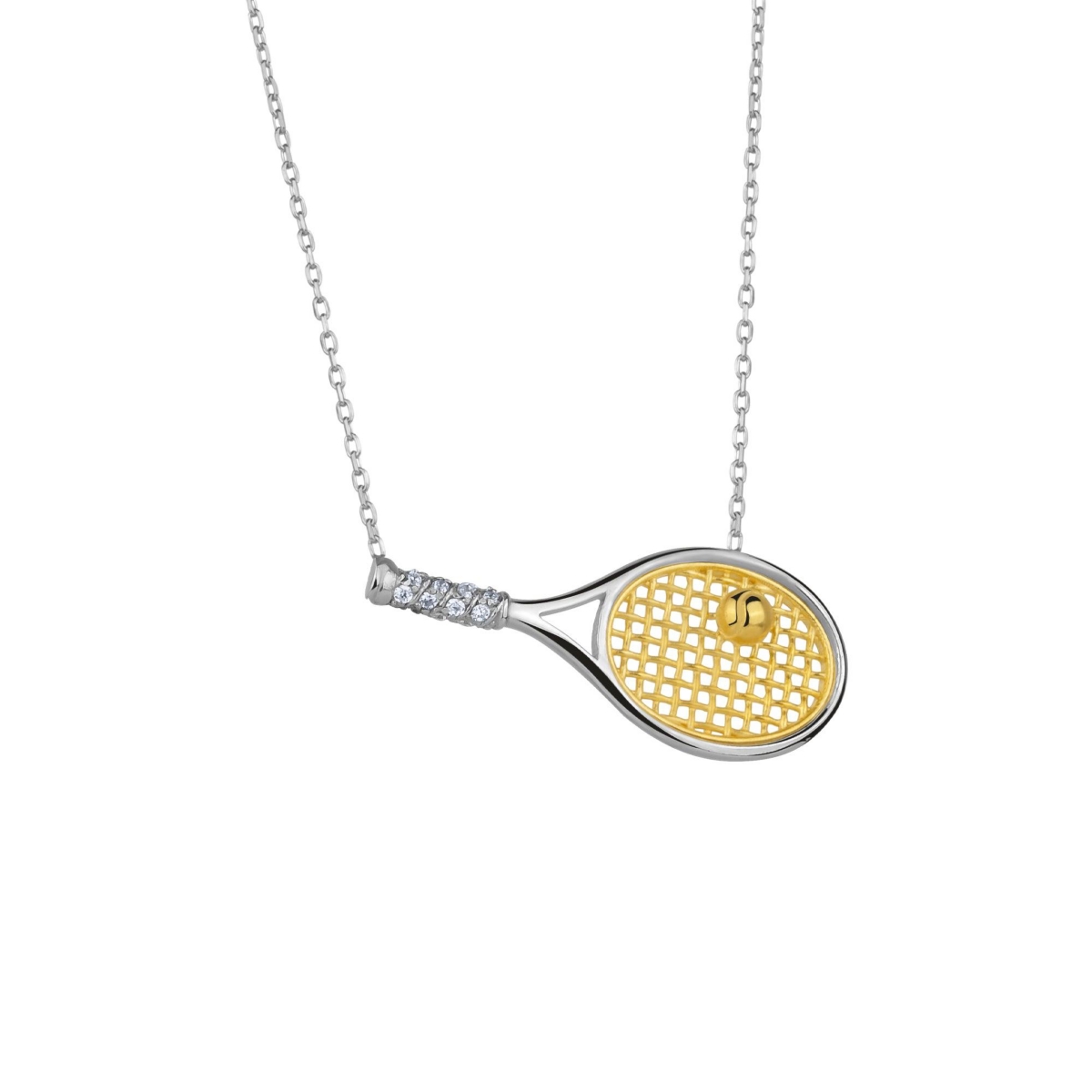 Click here for Spero London Sterling Tennis Racket Necklace - Sil... prices