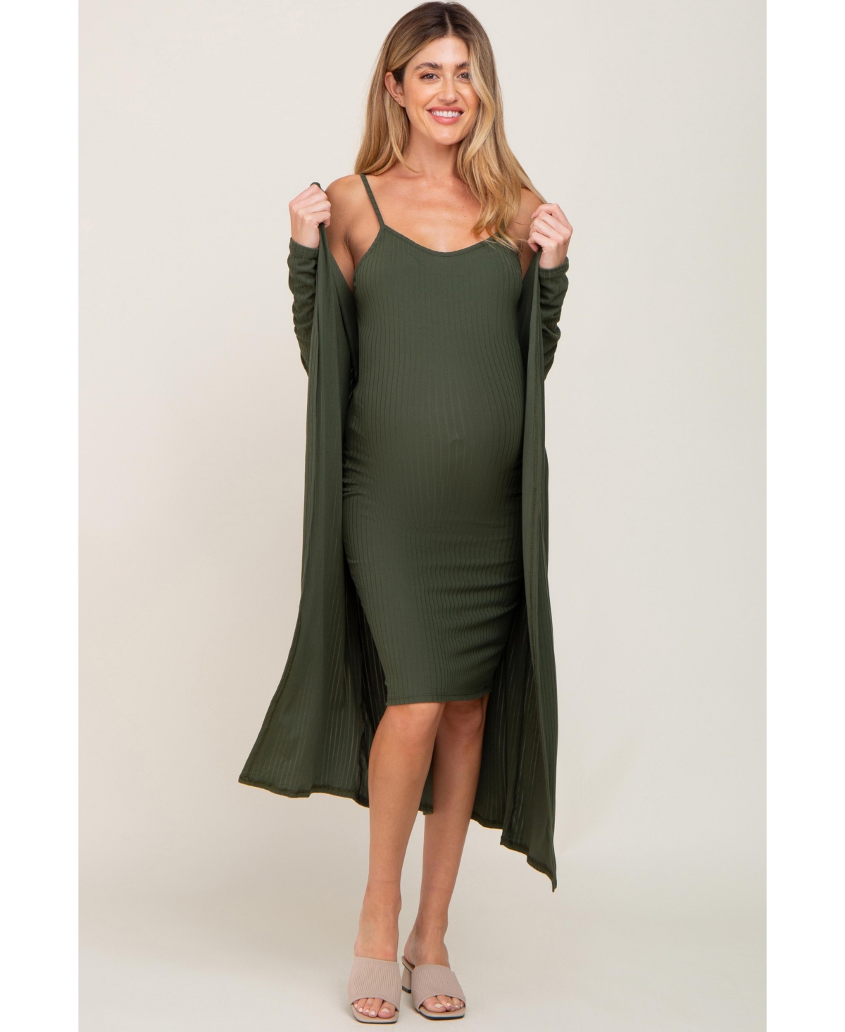 Click here for Pinkblush Maternity Olive Ribbed Cardigan 2 Piece... prices