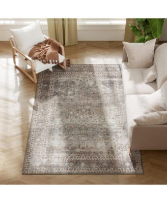 Homcom Area Rug 4x6 Machine Washable Rug For Living Room Dark