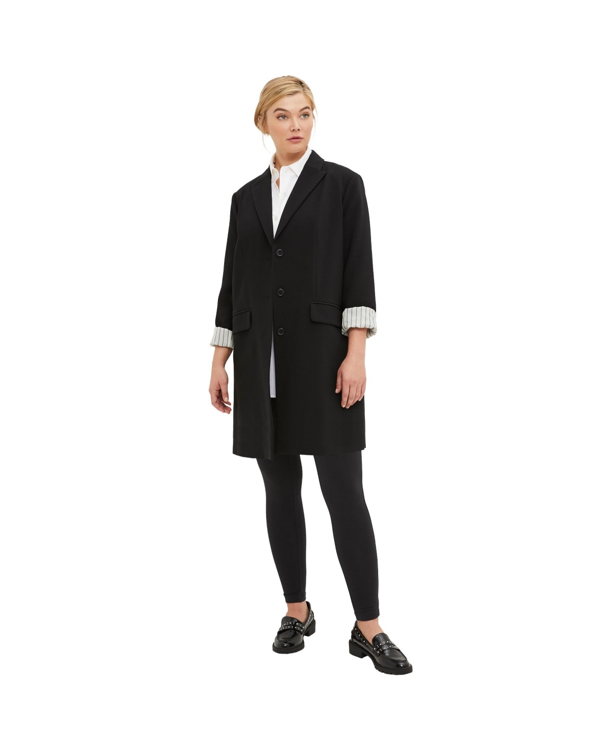 Click here for ellos Womens Long Boyfriend Blazer - Black prices