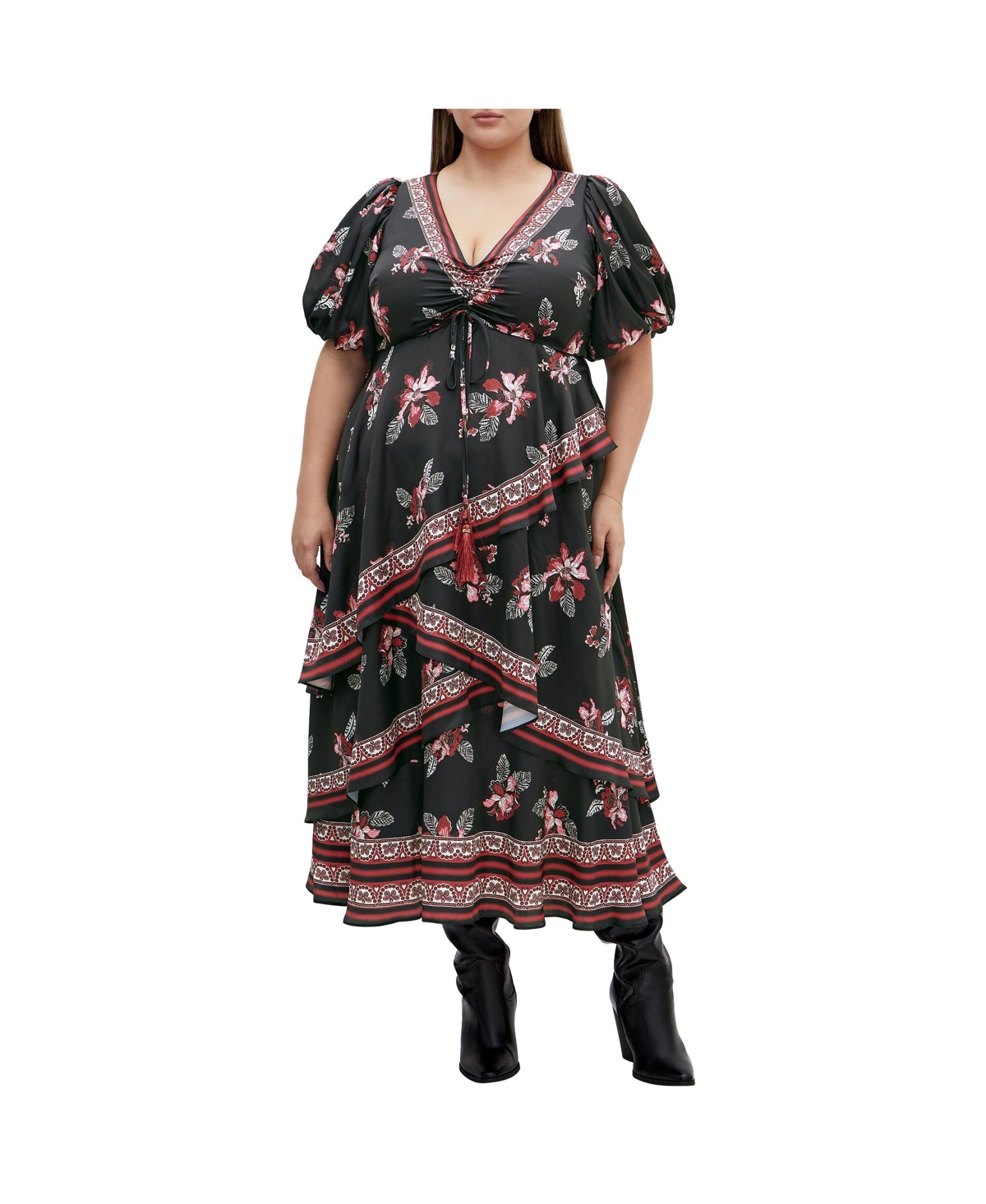 Click here for City Chic Womens Drama Queen Dress - Blk floral br... prices