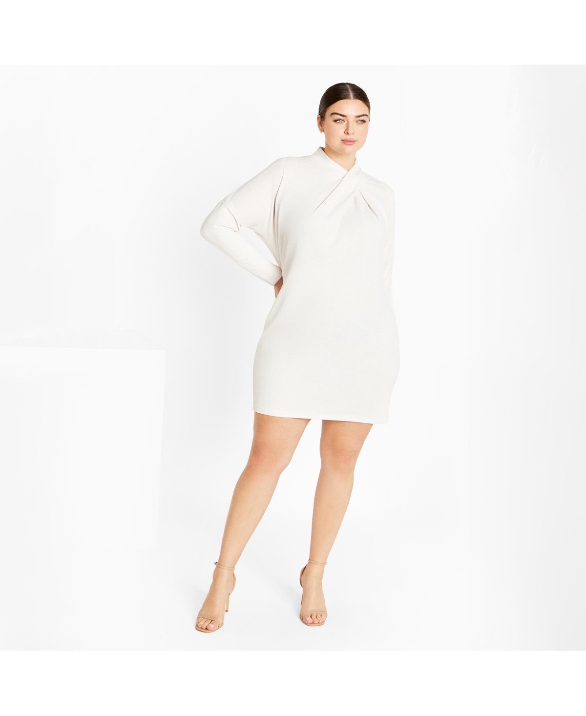 Click here for City Chic Womens Wrap Neck Dress - Cream prices