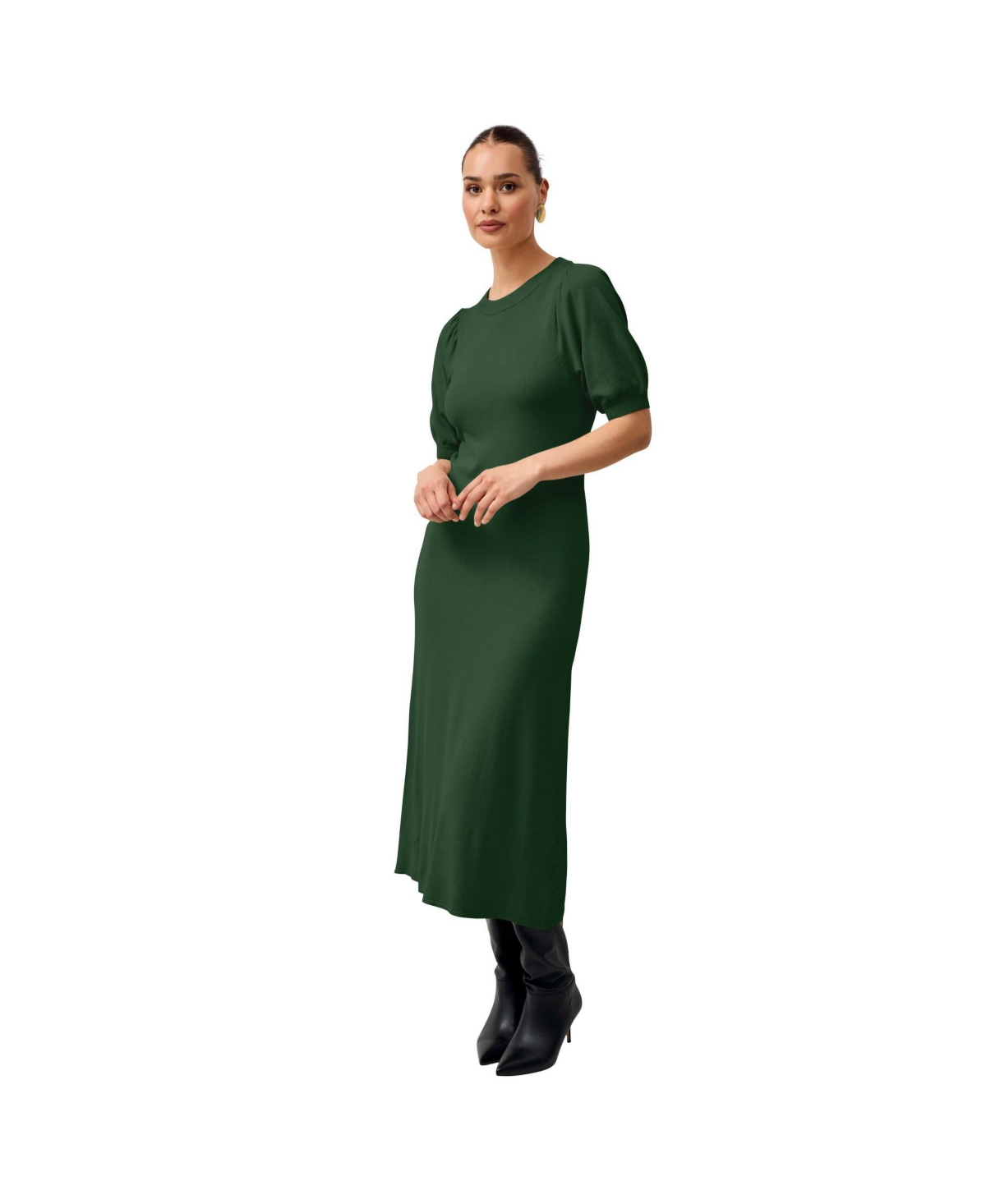 Click here for ellos Womens Fine Knit Midi Sweater Dress - Midnig... prices