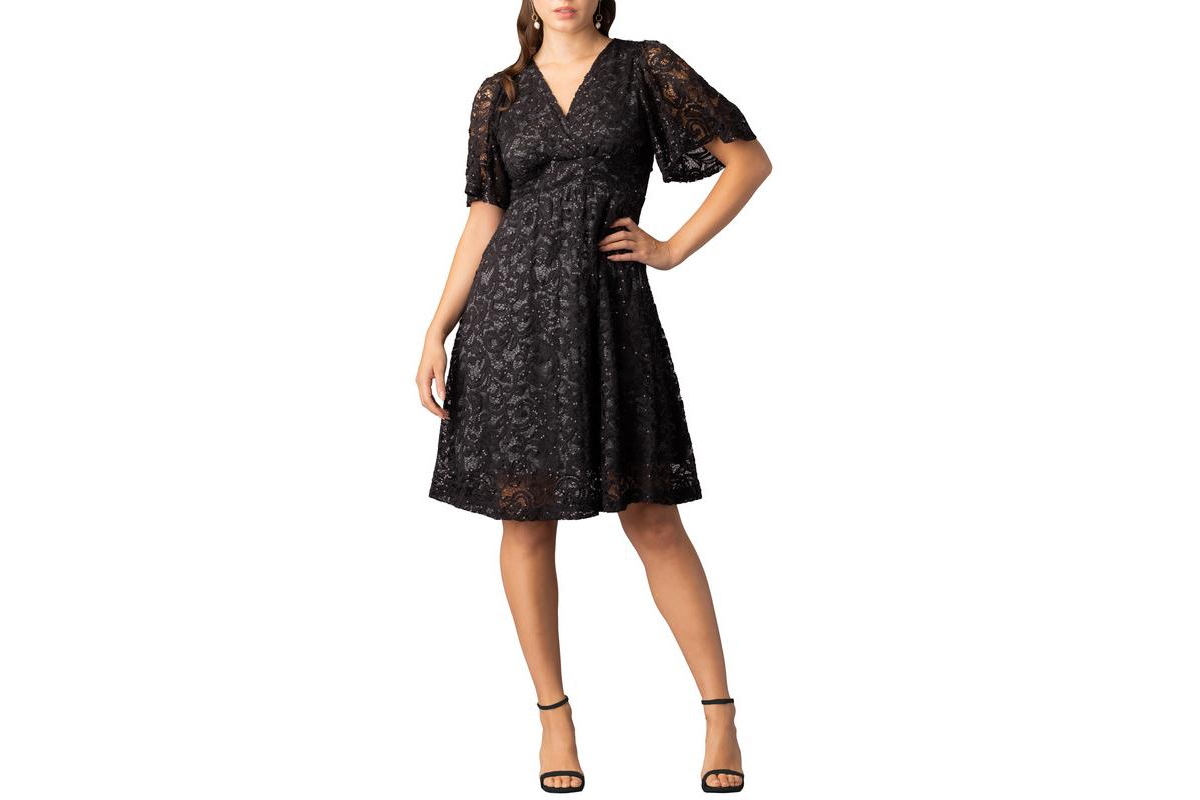 Click here for Kiyonna Womens Starry Sequin Lace V-Neck Cocktail... prices