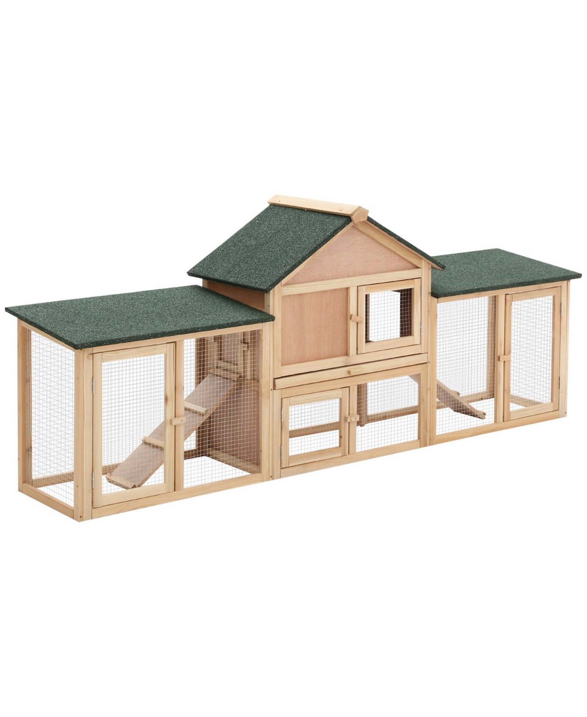 Click here for PawHut 83 Wooden Rabbit Hutch House with Run - Nat... prices