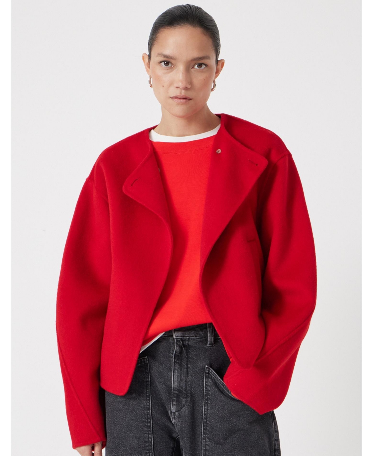 Click here for Hush Womens Wool Double Faced Collarless Jacket -... prices