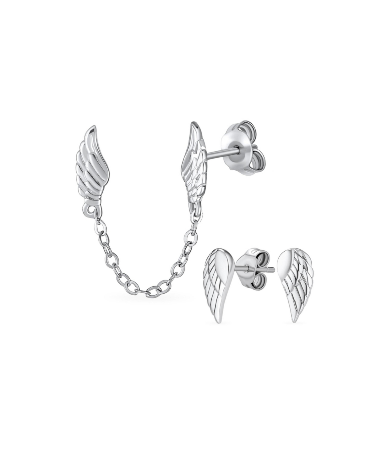 Click here for Bling Jewelry Set of 2 Angel Wing Feather Stud Ear... prices