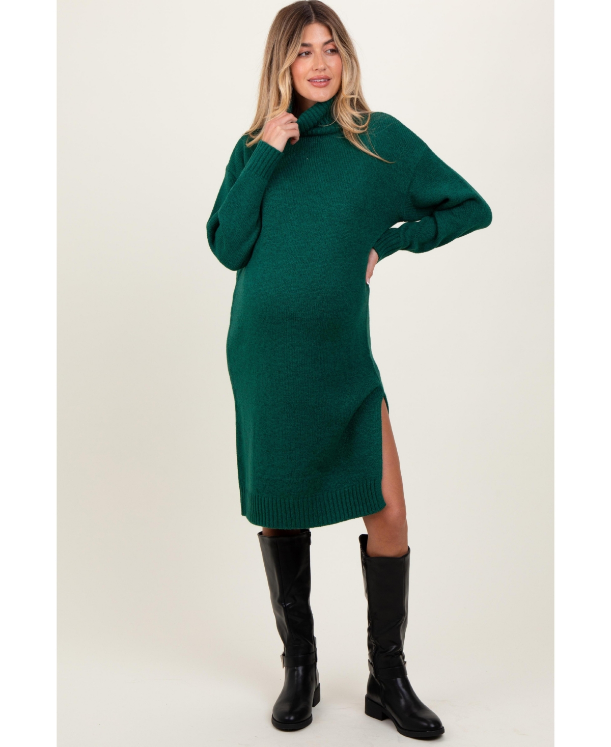 Click here for Pinkblush Maternity Camel Turtleneck Side Slit Mid... prices