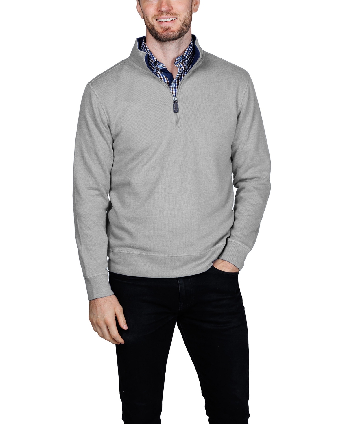 Click here for Tailorbyrd Mens Quarter-Zip Sweaters - Grey heathe... prices