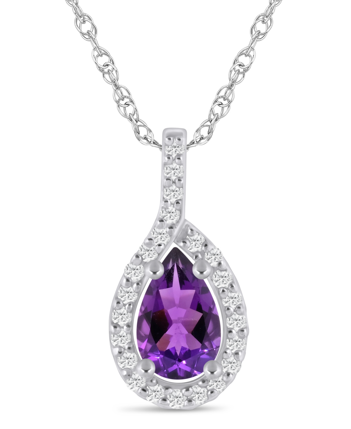 Click here for Macys Gemstone and Diamond Halo Pendant Necklace (... prices