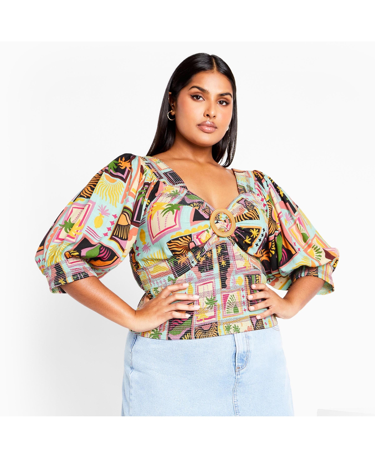 Click here for City Chic Womens Flora Top - Print prices