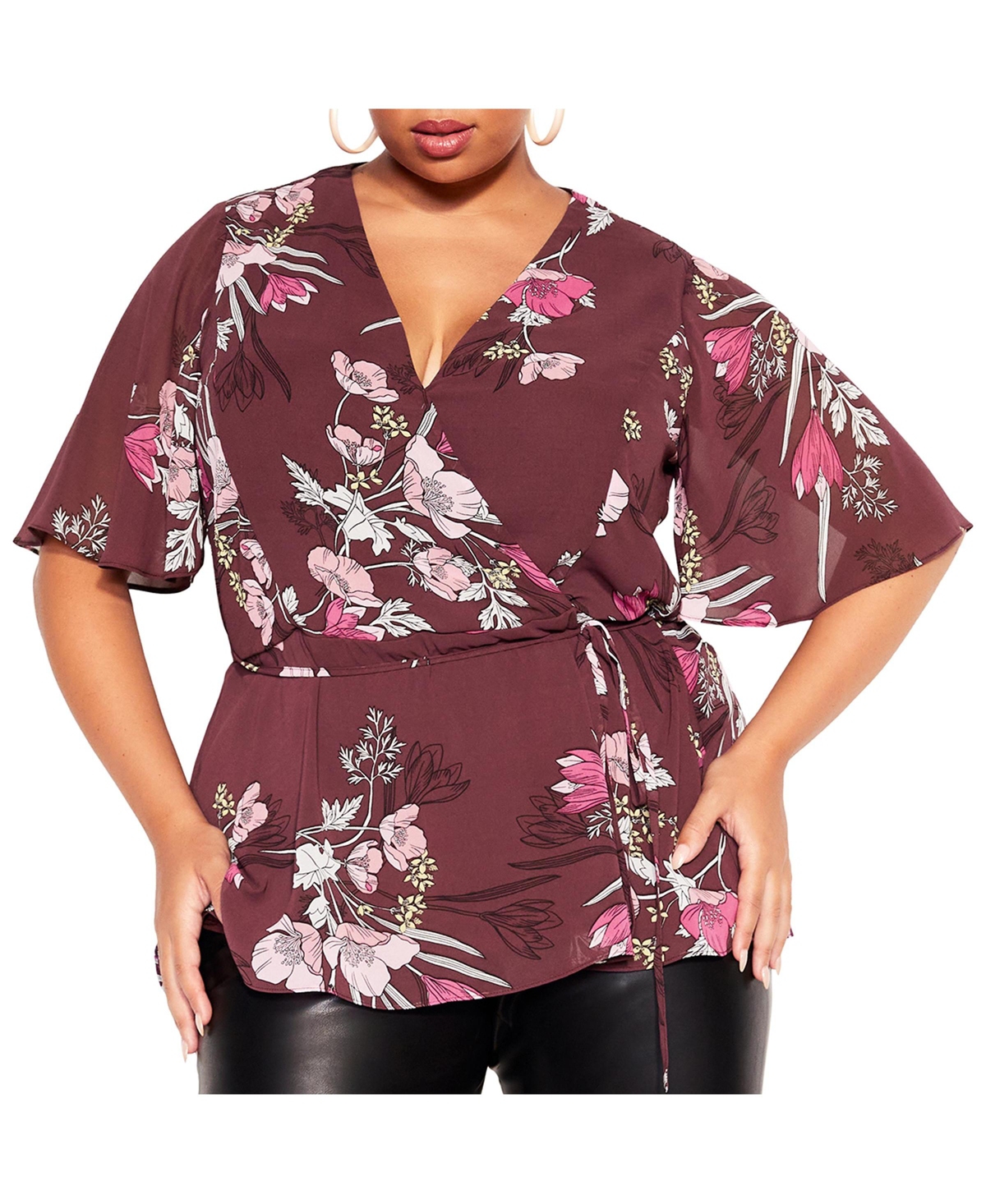 Click here for City Chic Womens Angelina Top - Oxblood full bloom prices