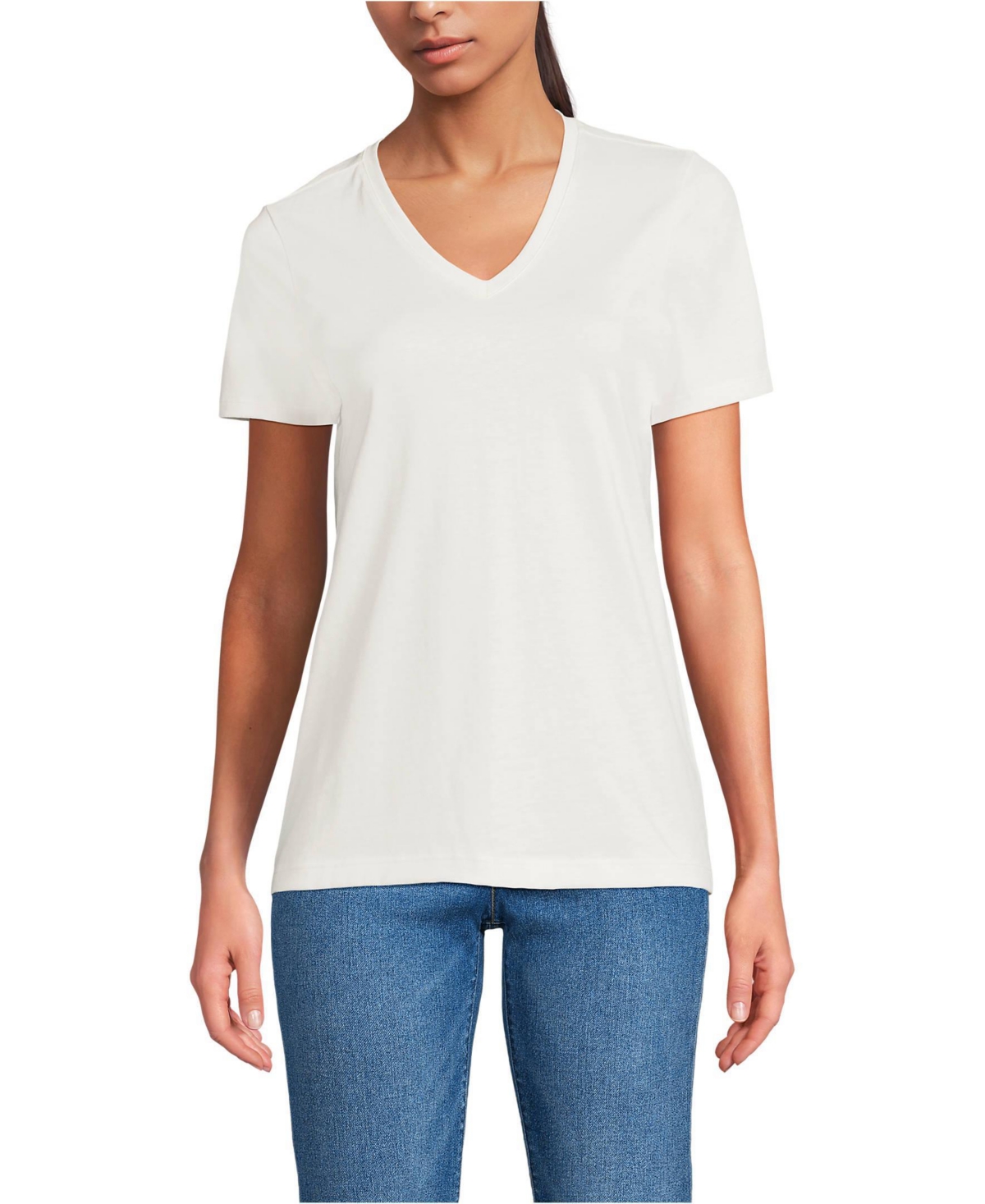 Click here for Lands End Womens Tall Relaxed Supima Cotton V-Neck... prices