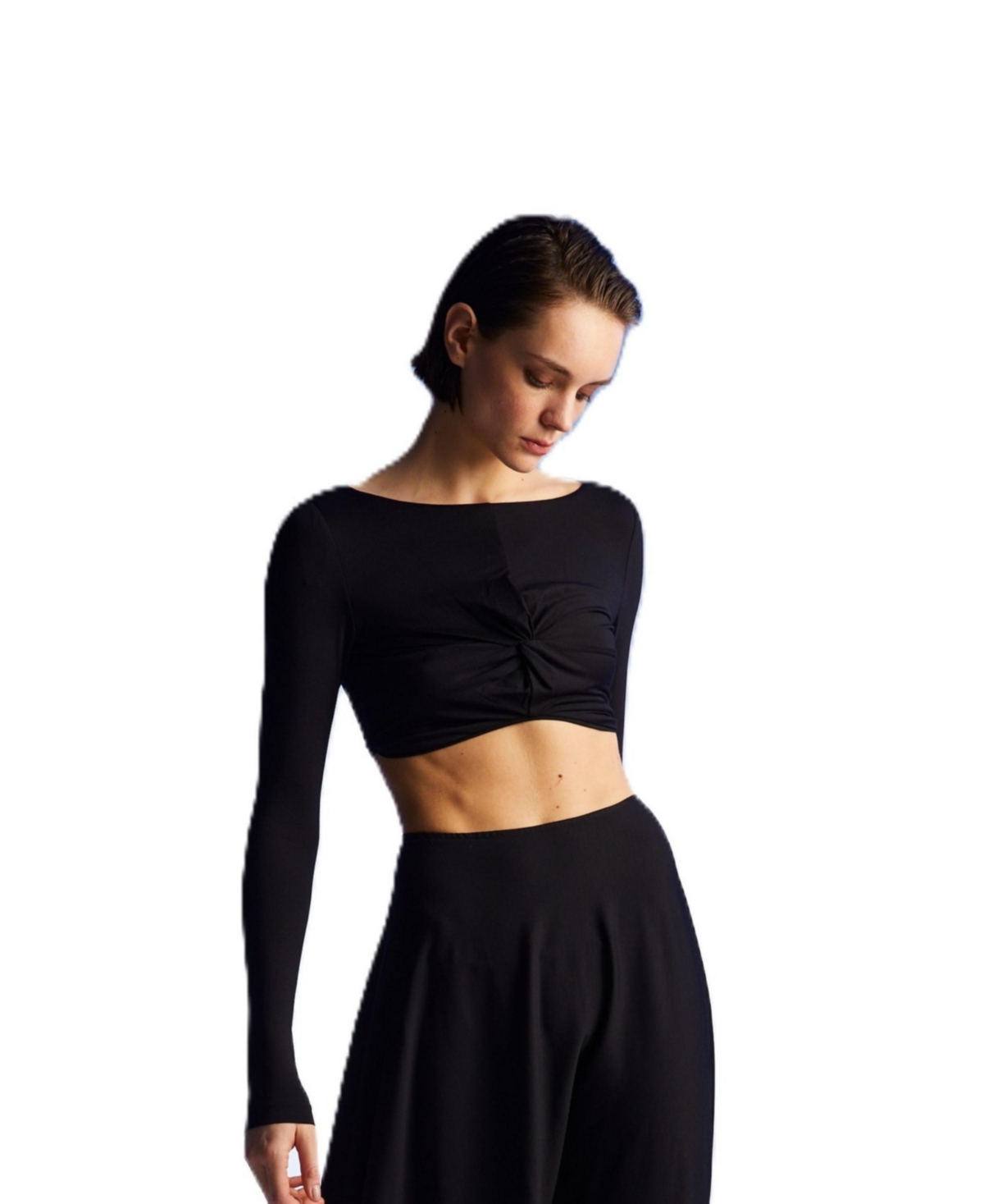 Click here for Womens Crop Top with Knot - Black prices