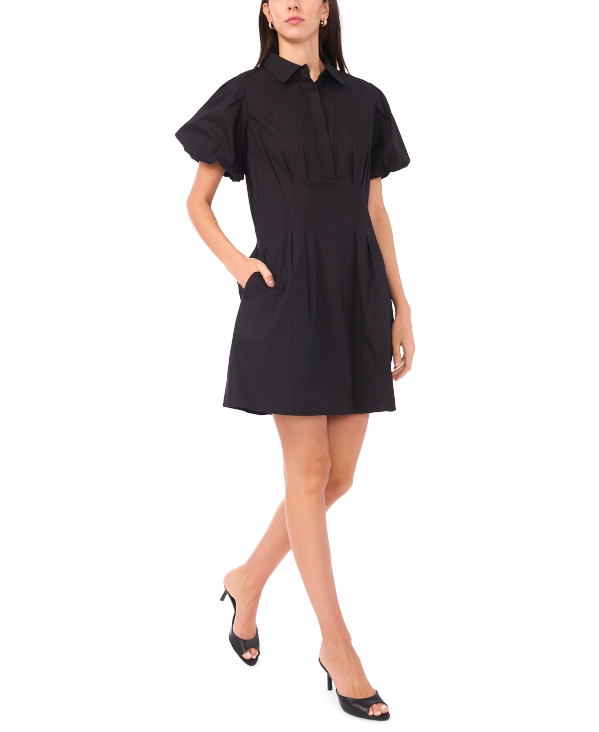 Click here for CeCe Womens Puff Sleeve Button Front Short Dress -... prices