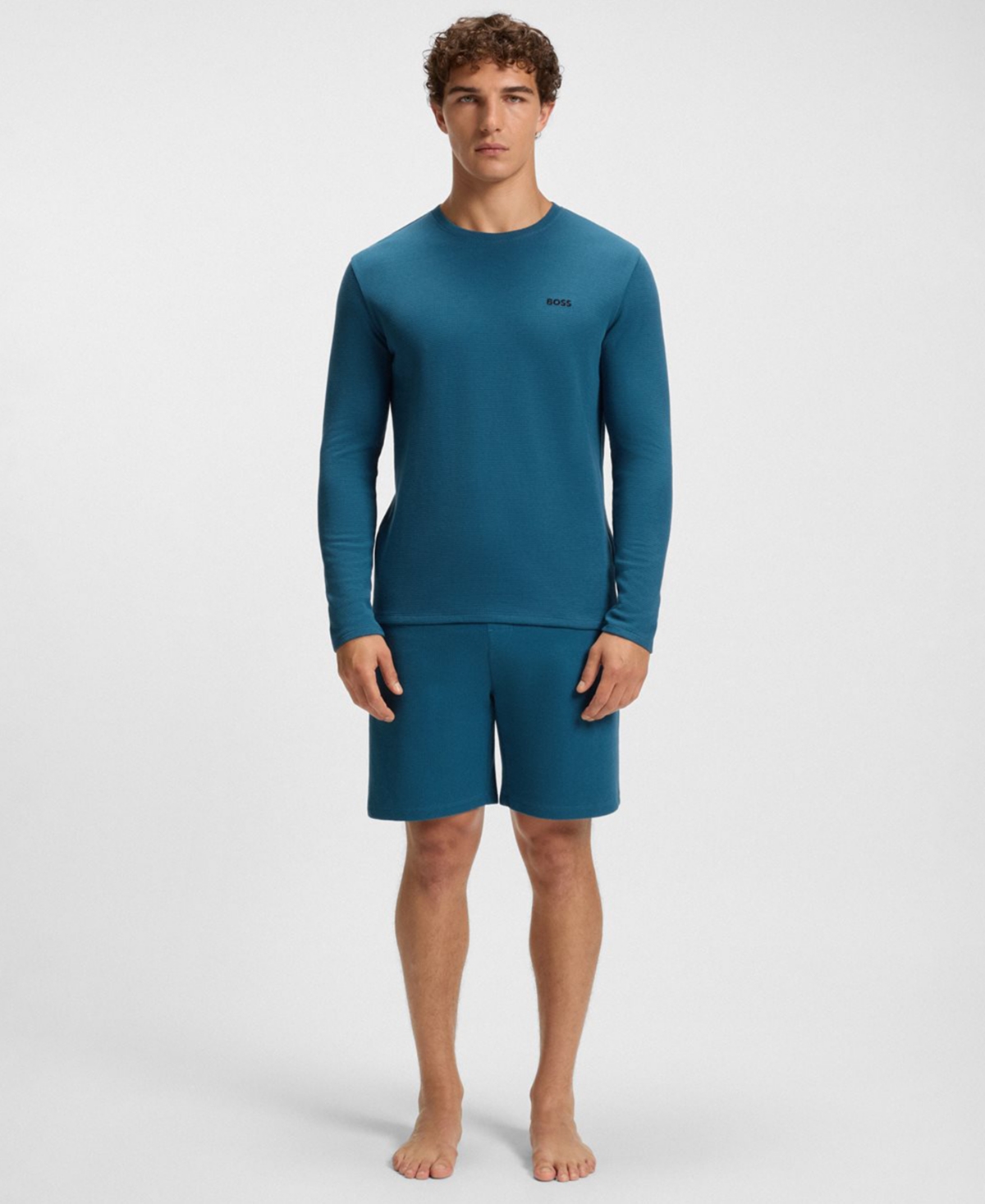 Click here for Boss Mens Waffle Knit Long-Sleeve Crewneck T-Shirt... prices