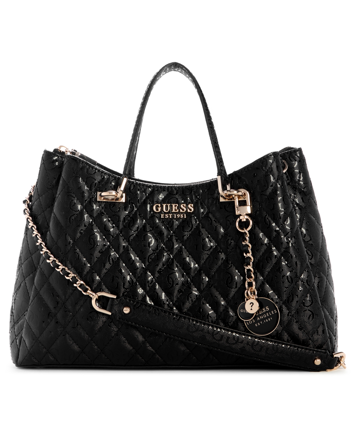 Click here for Guess Isemay Girlfriend Medium Satchel Bag - Black prices