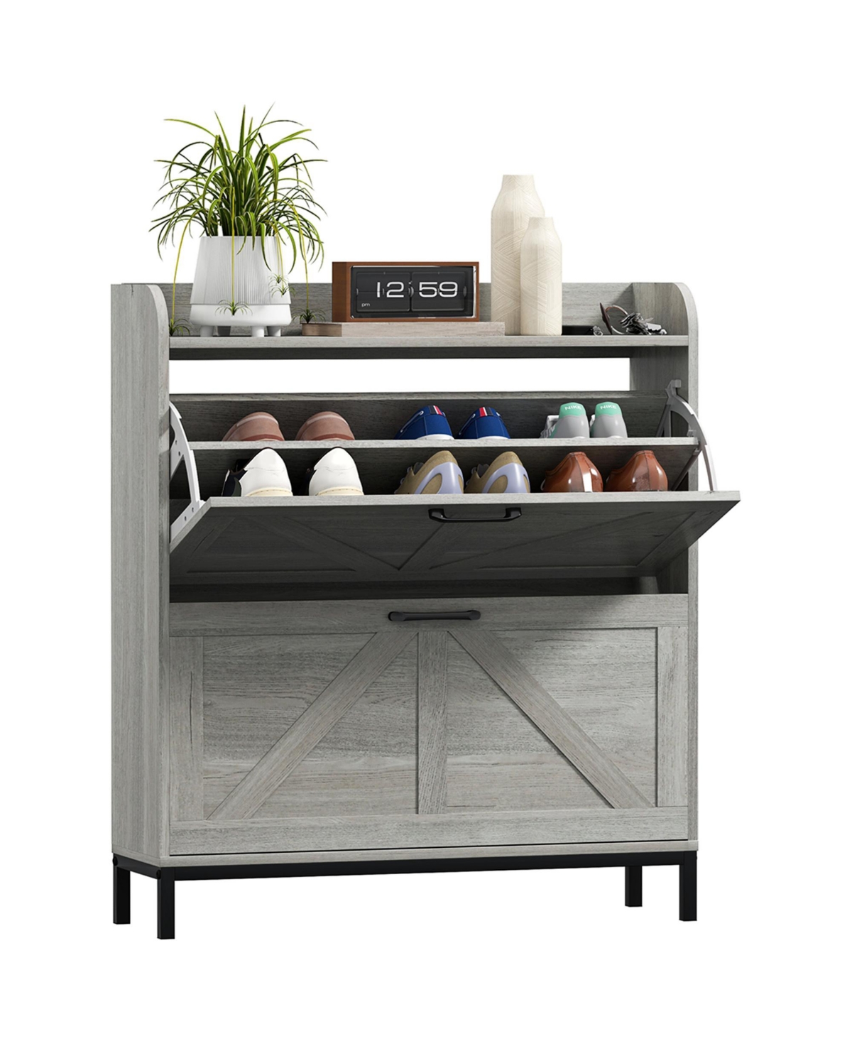Click here for Homcom Narrow Shoe Cabinet  Farmhouse Shoe Storage... prices