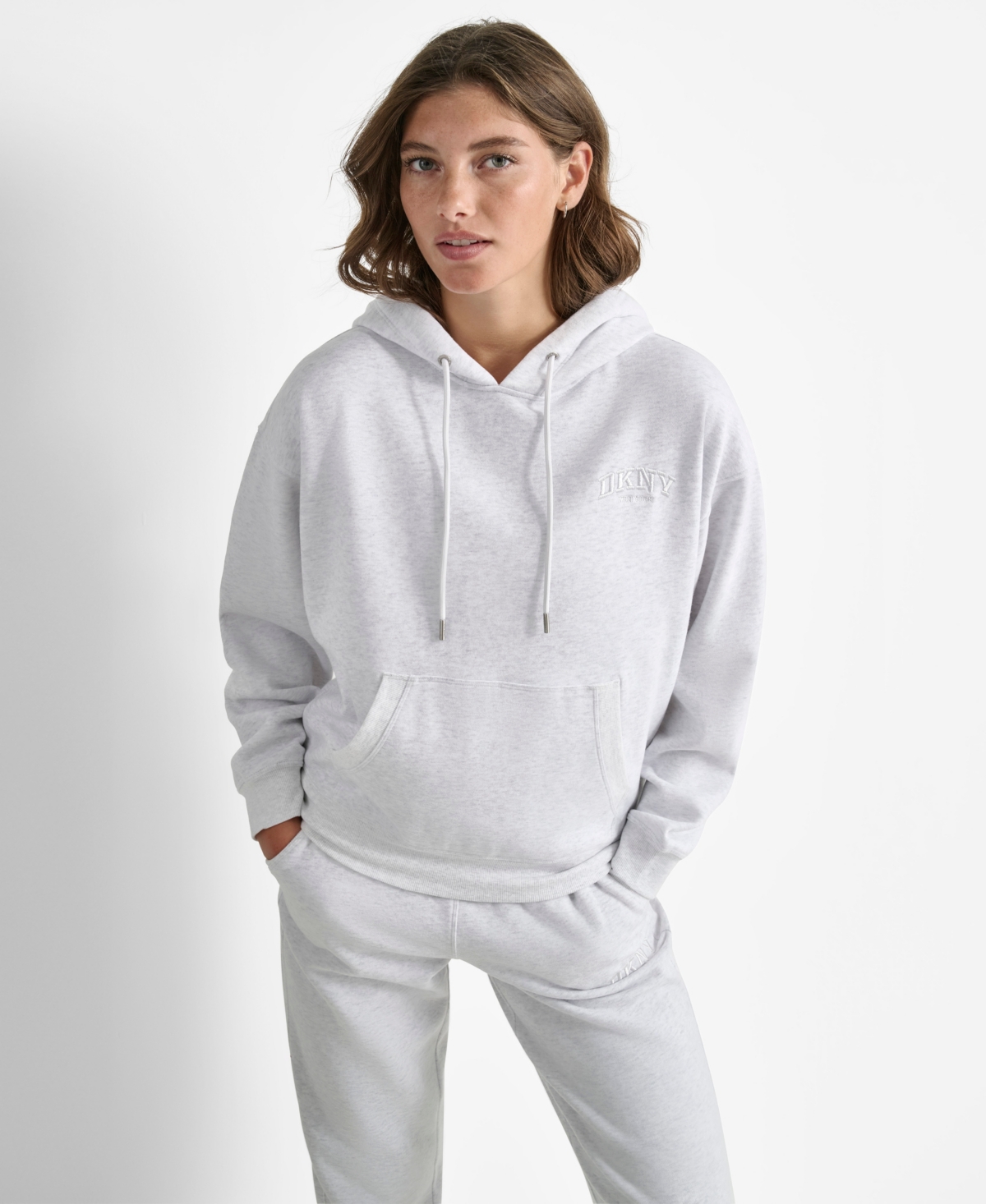 Click here for Dkny Womens Varsity Embroidered Logo Pull-on Hoodi... prices