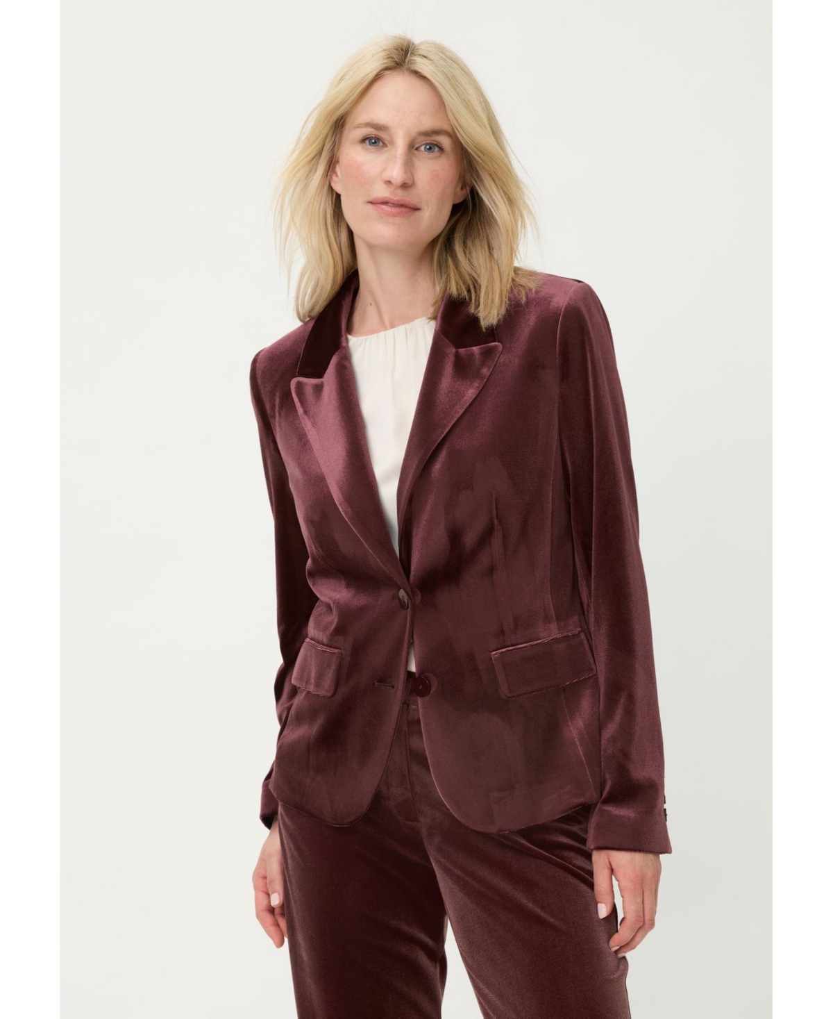 Click here for Olsen Womens Velvet Blazer - Dark wine prices