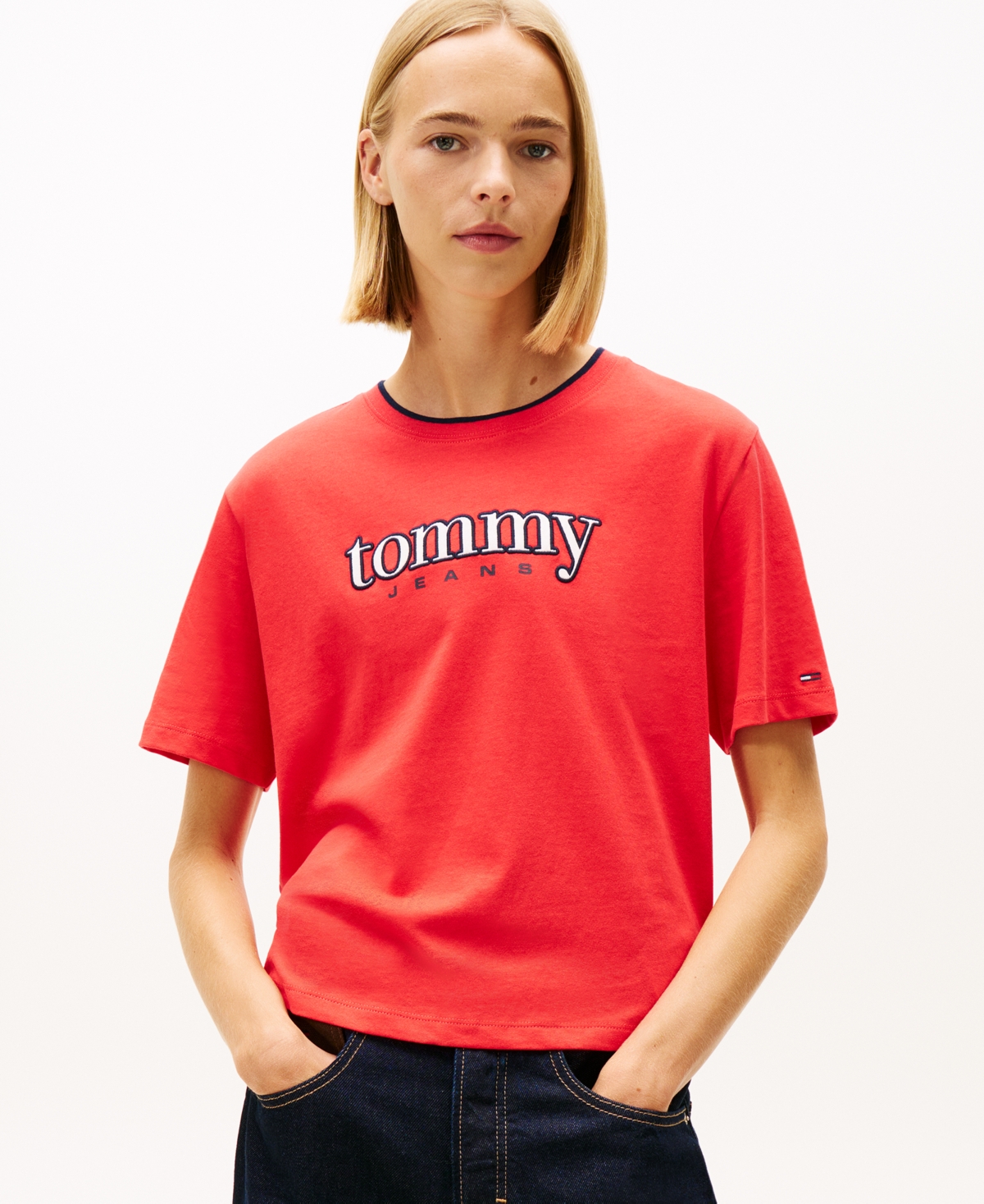 Click here for Tommy Jeans Womens Boxy Tommy Applique T-Shirt - R... prices