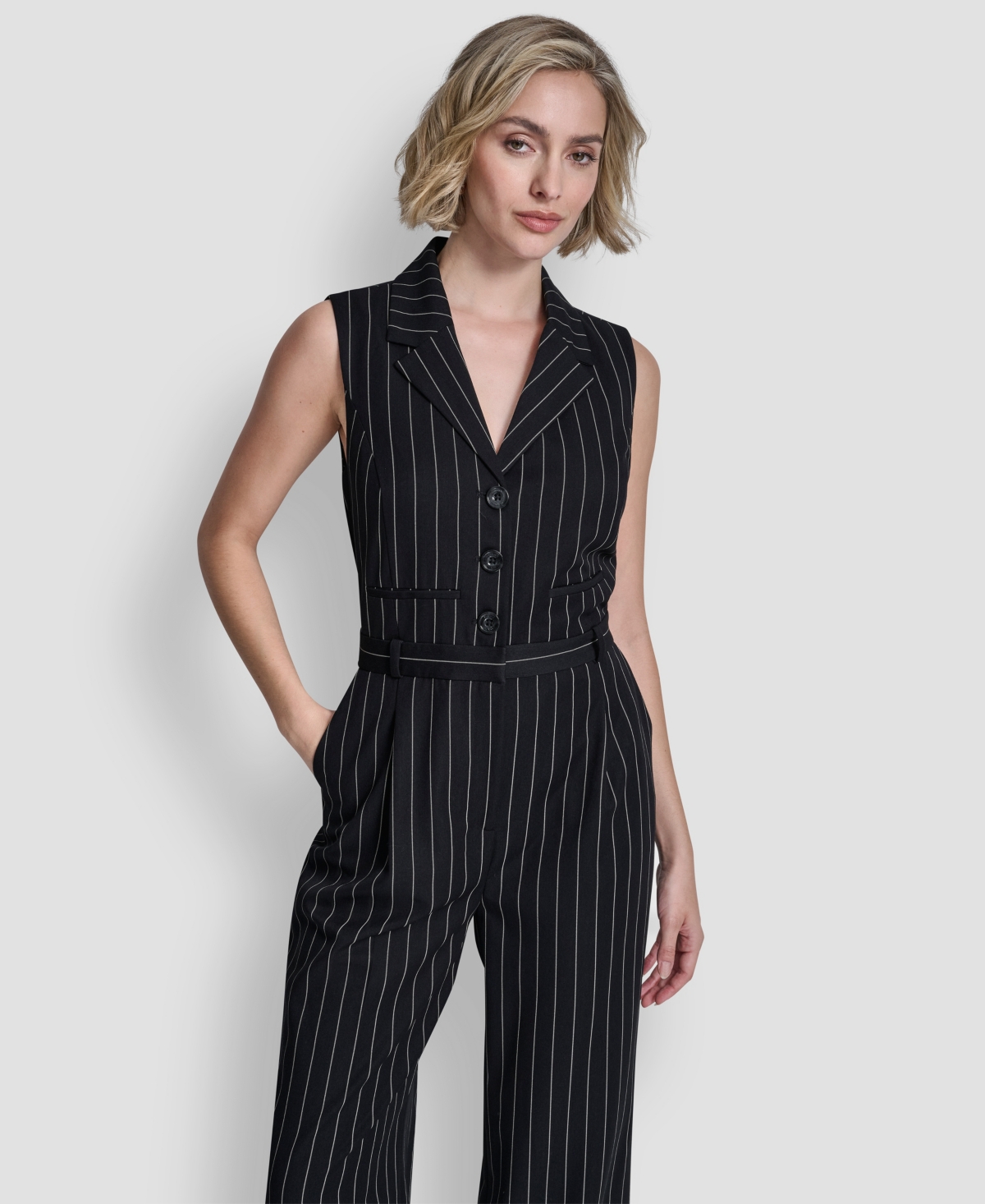 Click here for Dkny Womens Collared Wide Leg Jumpsuit - Navy / Ta... prices