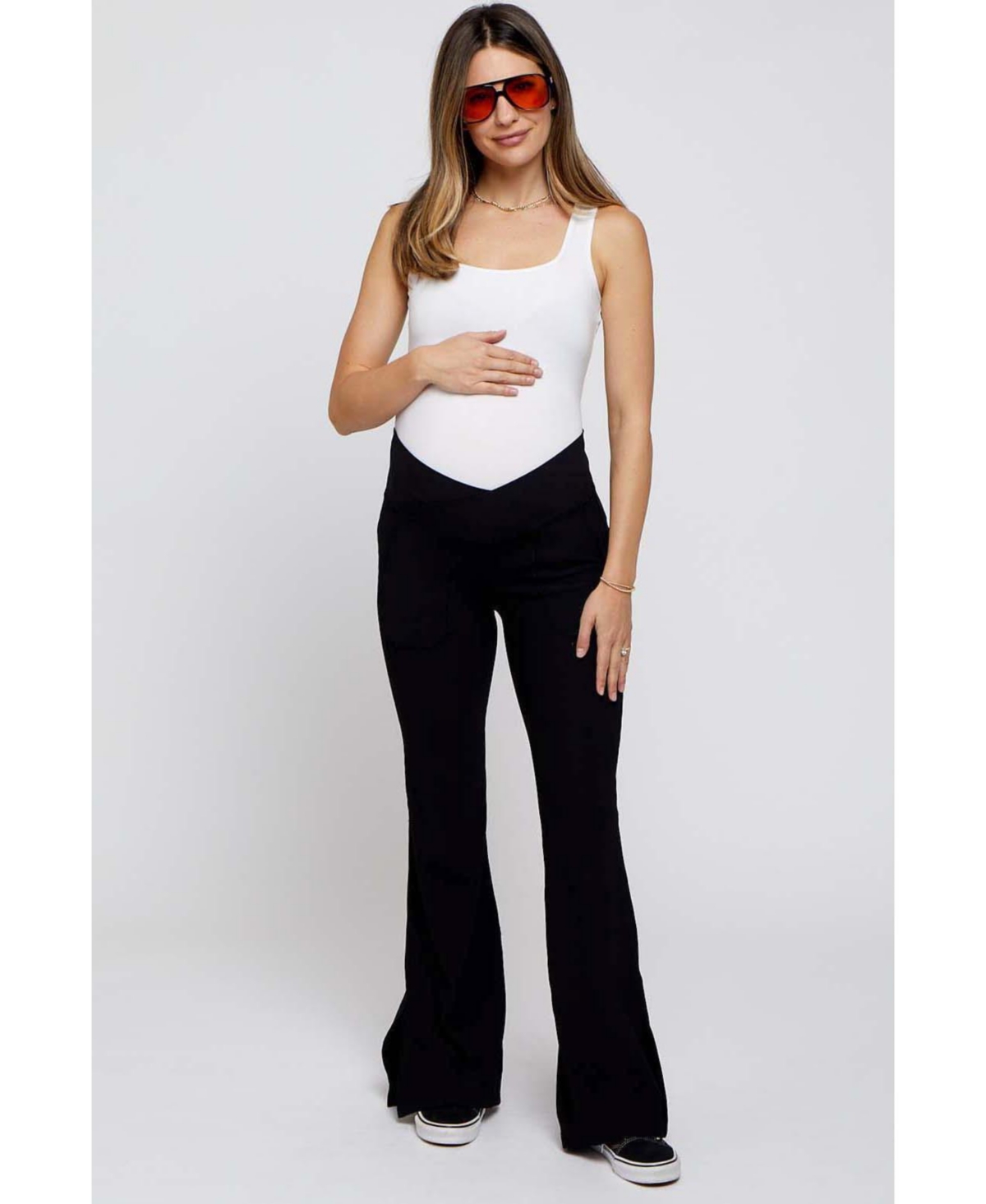 Click here for Pinkblush Womens Black V-Waist Ribbed Bootcut Mate... prices