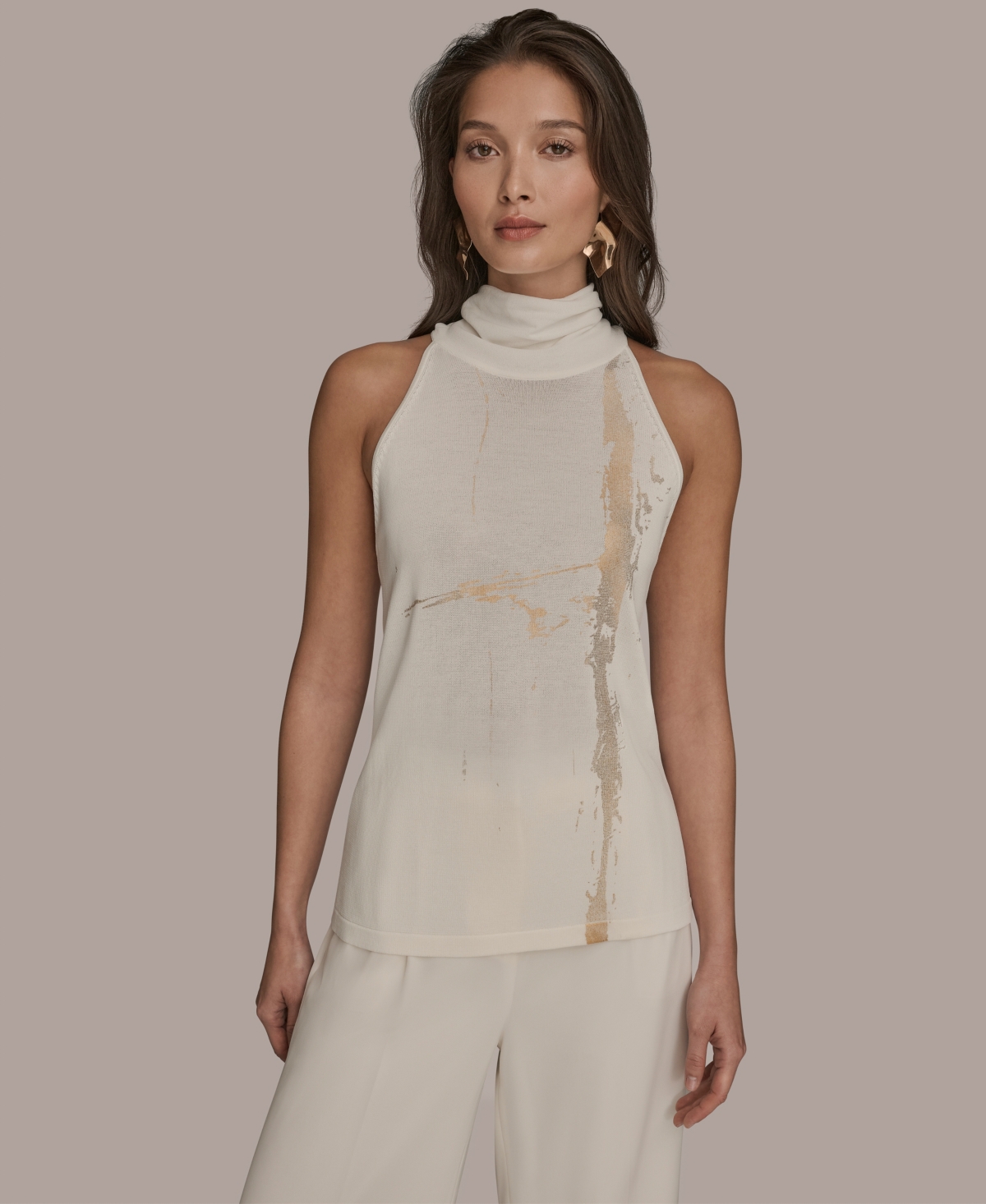 Click here for Donna Karan New York Womens Printed Turtle Neck To... prices