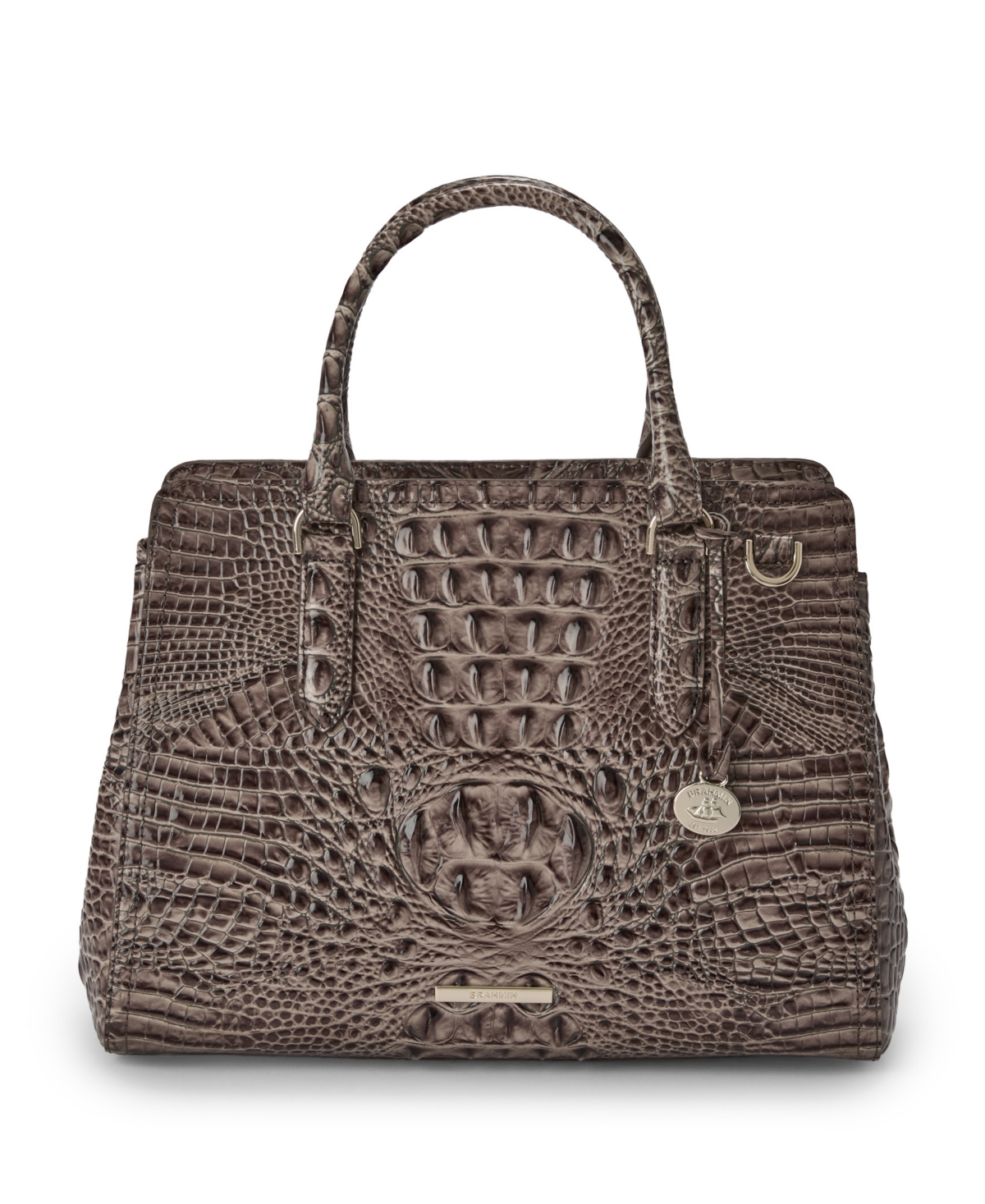 Brahmin Womens Finley Leather Large Satchel Bag - Smokey Taupe Melbourne