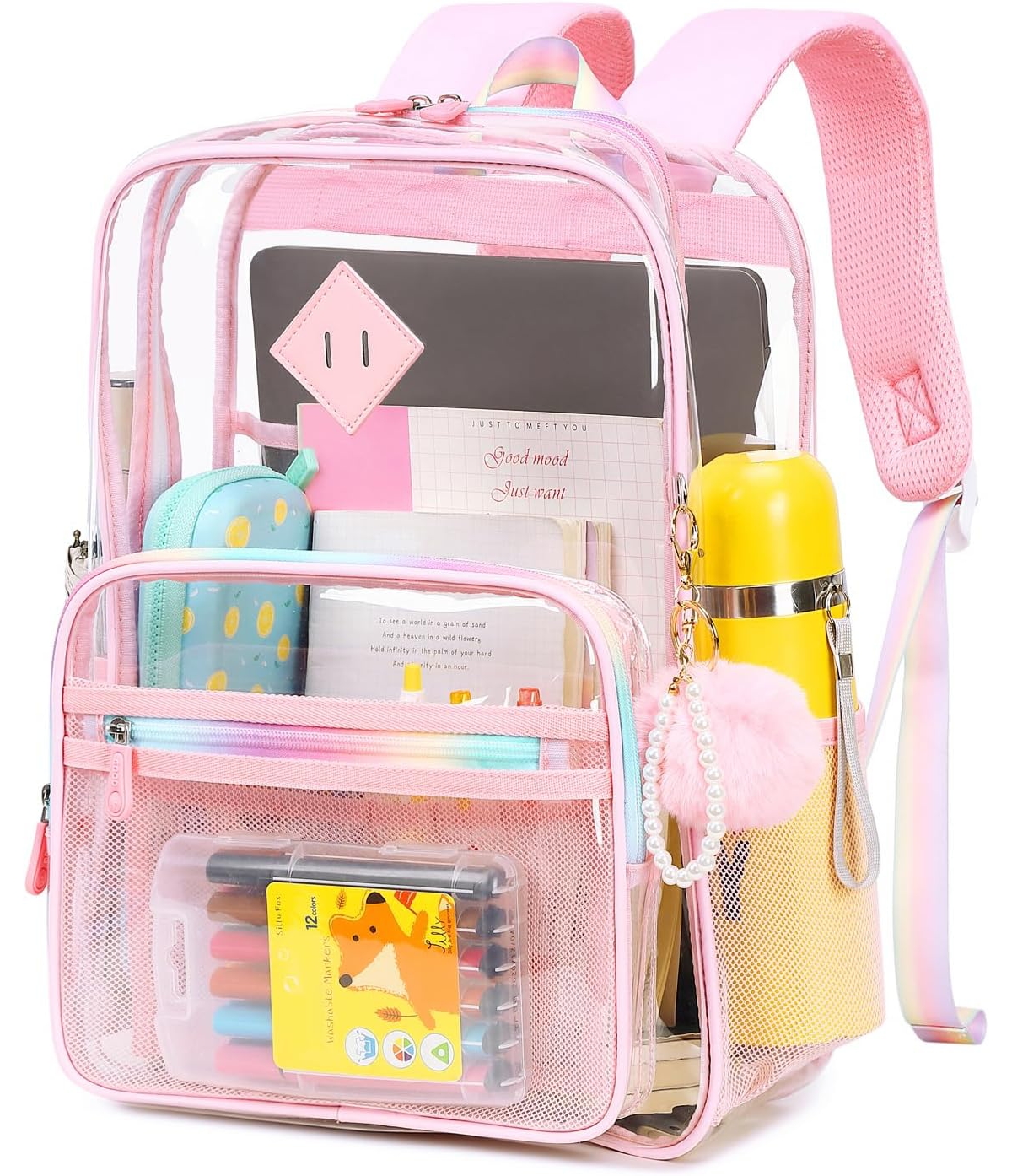 Click here for Batfox Heavy-Duty Clear Backpack with Wide Straps... prices