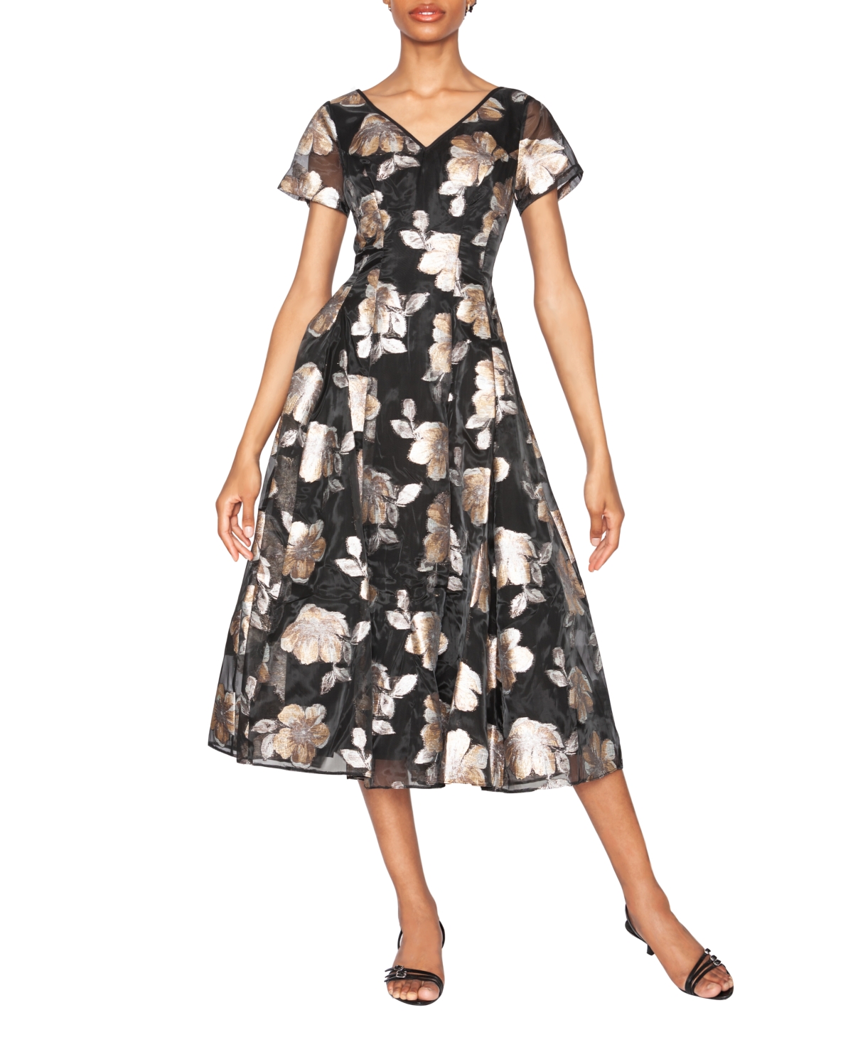 Click here for White Tie by Shani Womens V-Neck Organza Midi Dres... prices