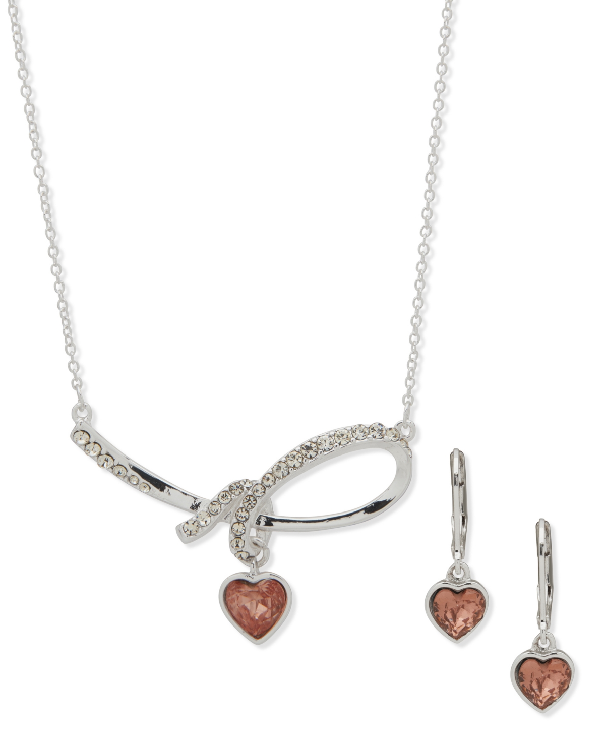 Click here for Anne Klein 2-Piece Multi-Stone Heart Knot Pendant... prices